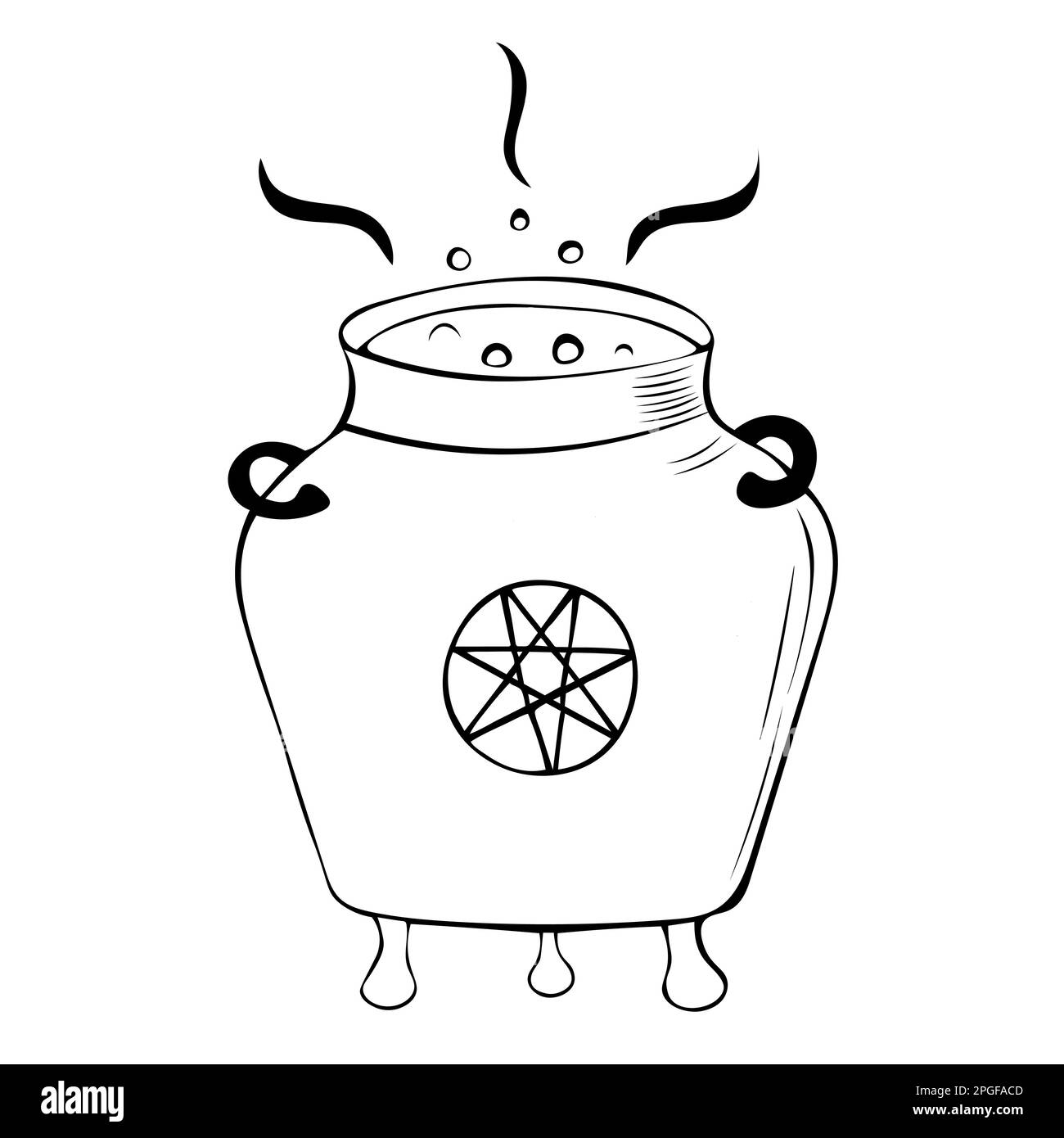 Vector illustration of a hand drawn witch s cauldron with a potion and ...