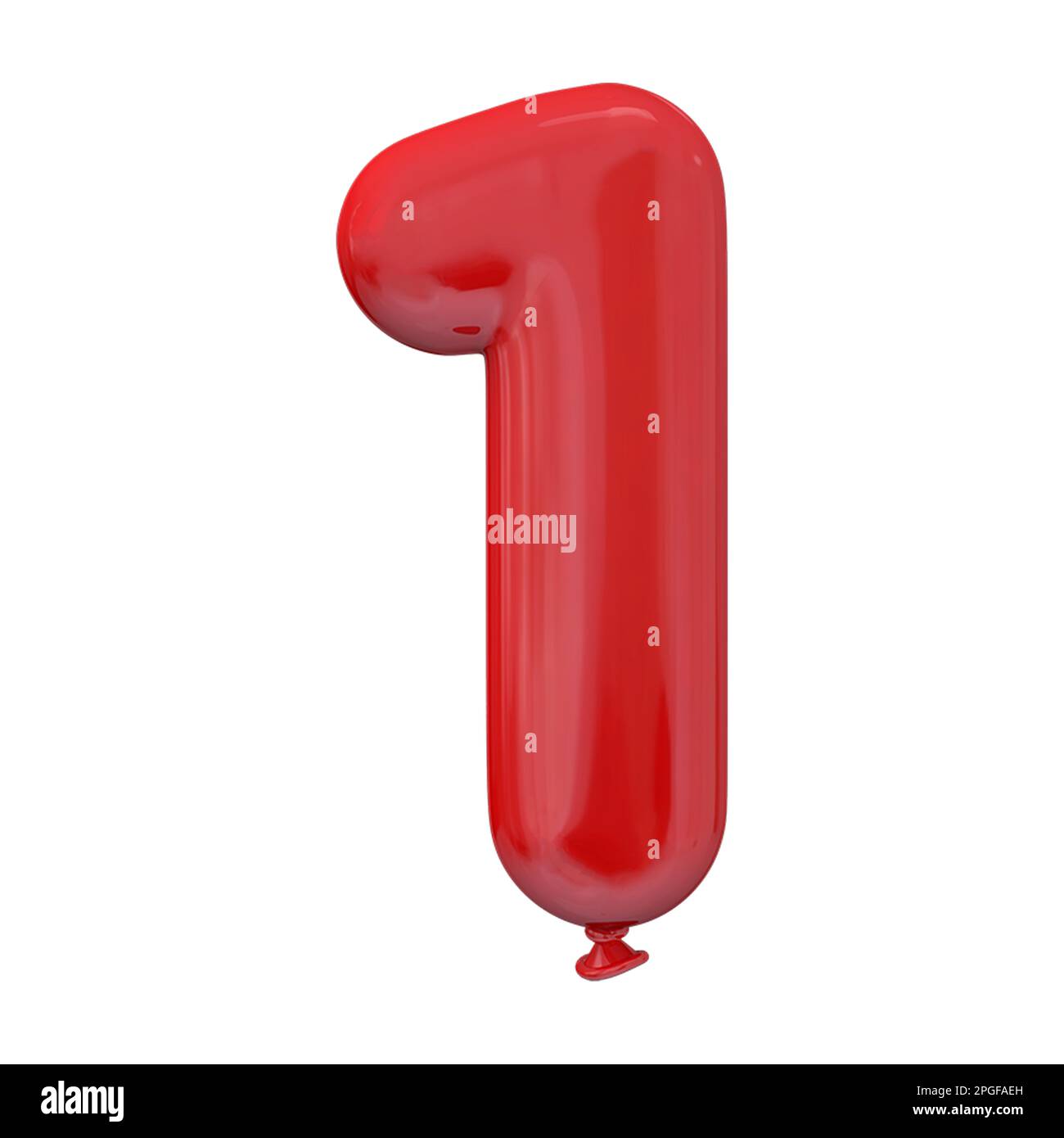 A vibrant red number one shaped 3D balloon against a white background ...