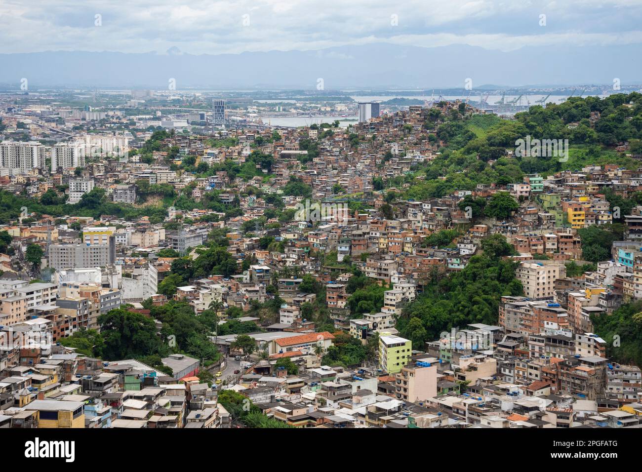 Beautiful view to poor favela houses on hill side Stock Photo - Alamy