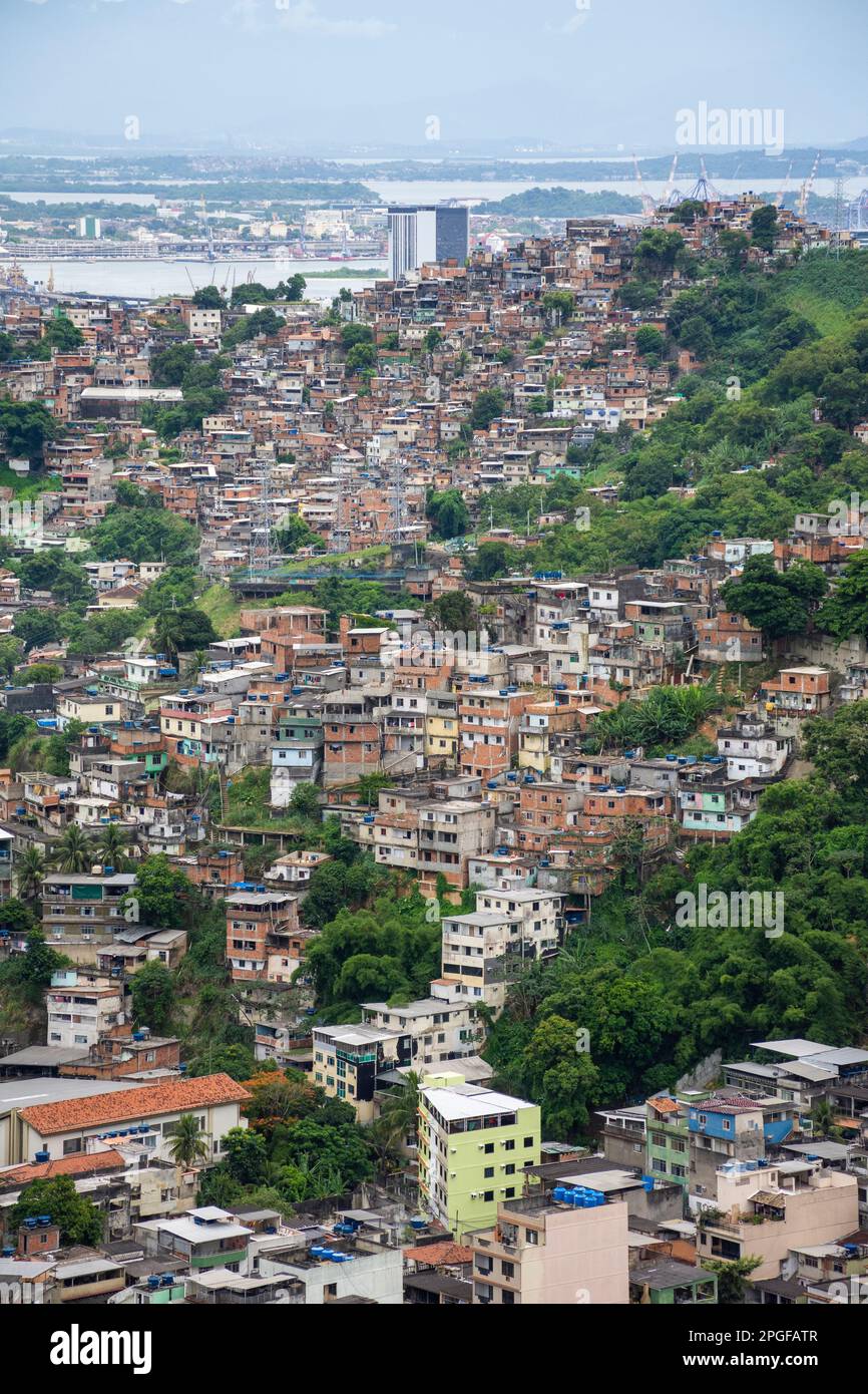Beautiful view to poor favela houses on hill side Stock Photo - Alamy