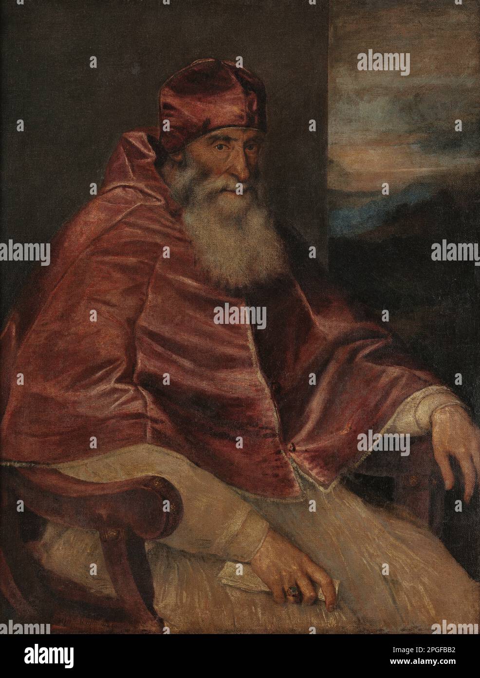 Portrait of Pope Paul III with Camauro between 1545 and 1546 by Titian ...