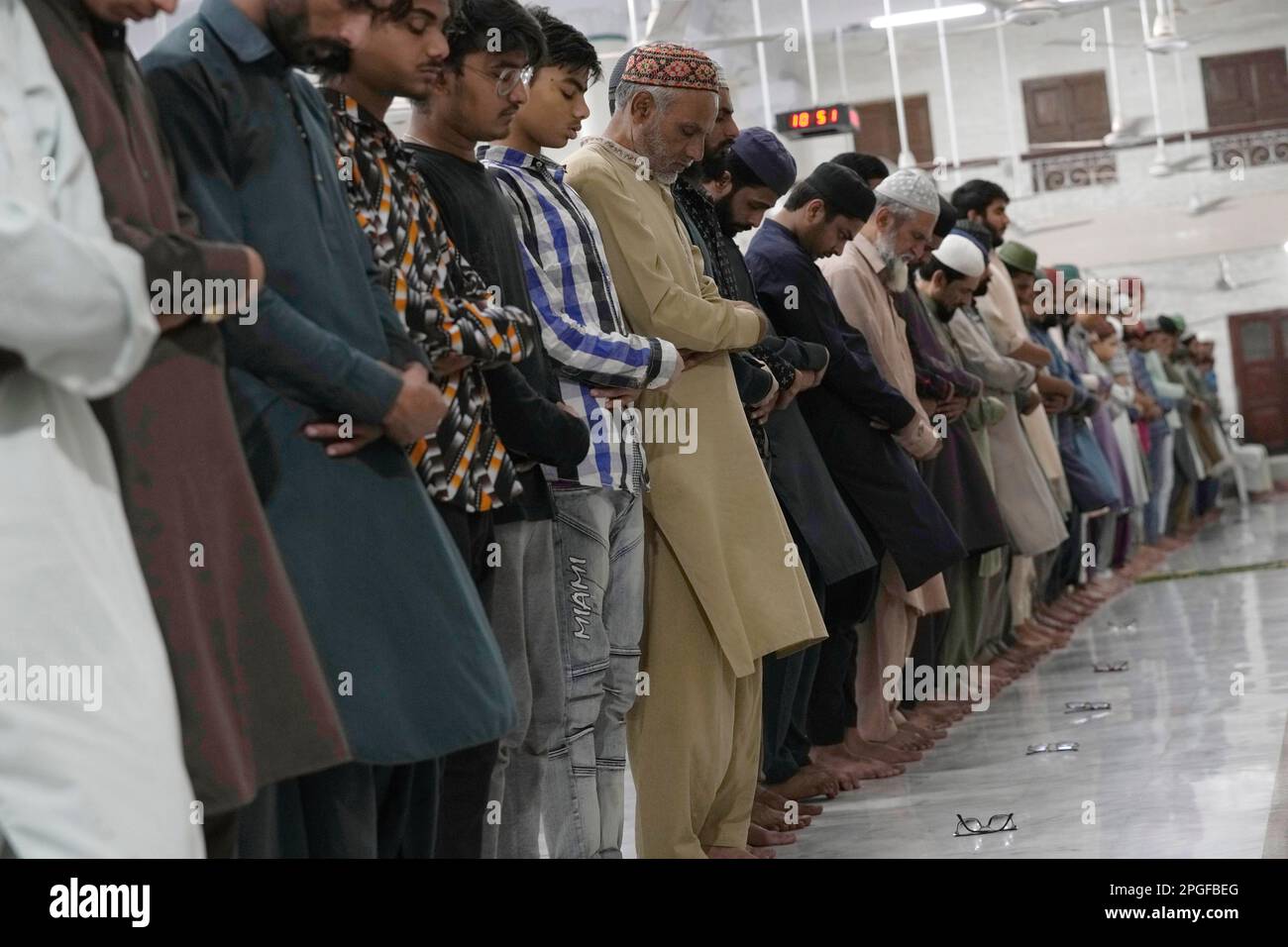 Muslims perform a special prayer called 'tarawih' at a mosque on the ...