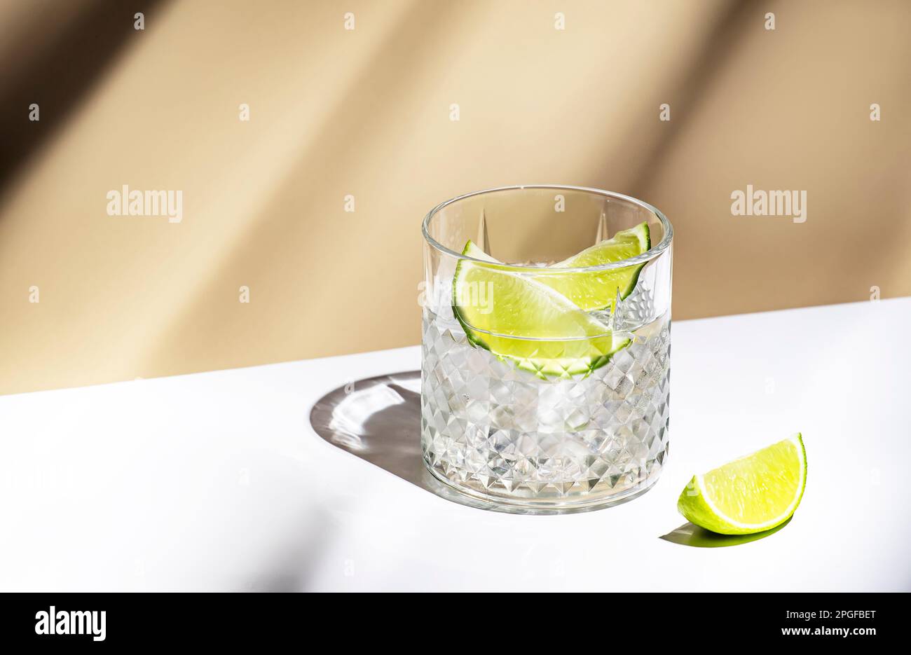 Ti punch alcoholic cocktail drink with white rum agricole, sugar syrup ...