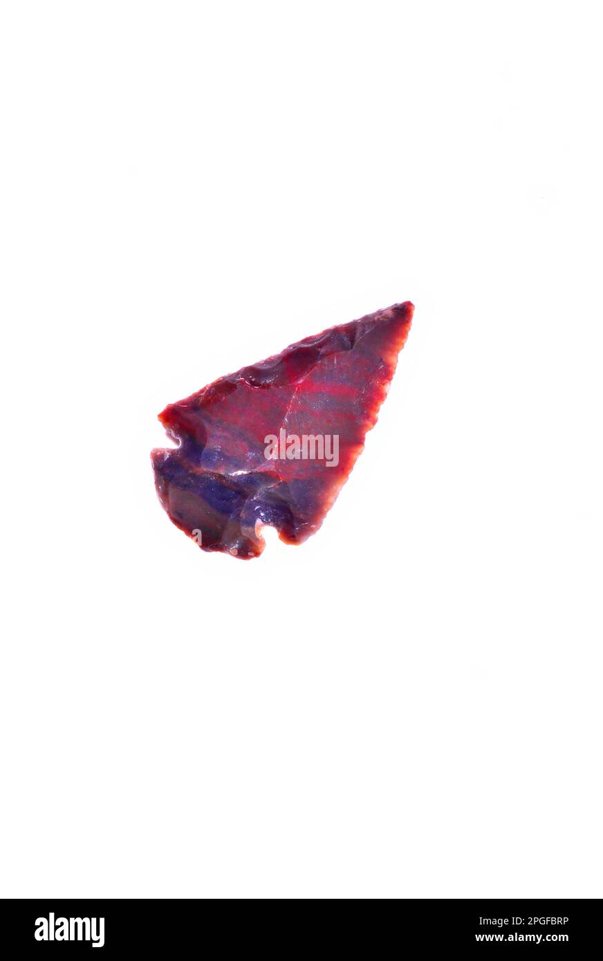 Handmade stone flint Arrow point isolated over a white background Stock ...