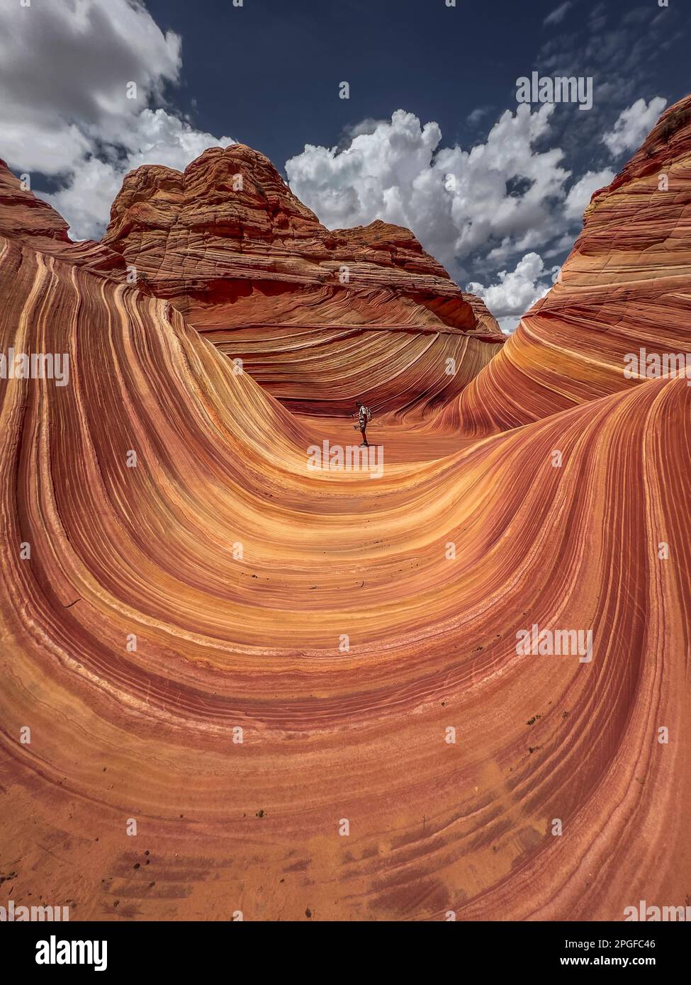 Classic photograph of the Wave Arizona with Hiker Stock Photo - Alamy