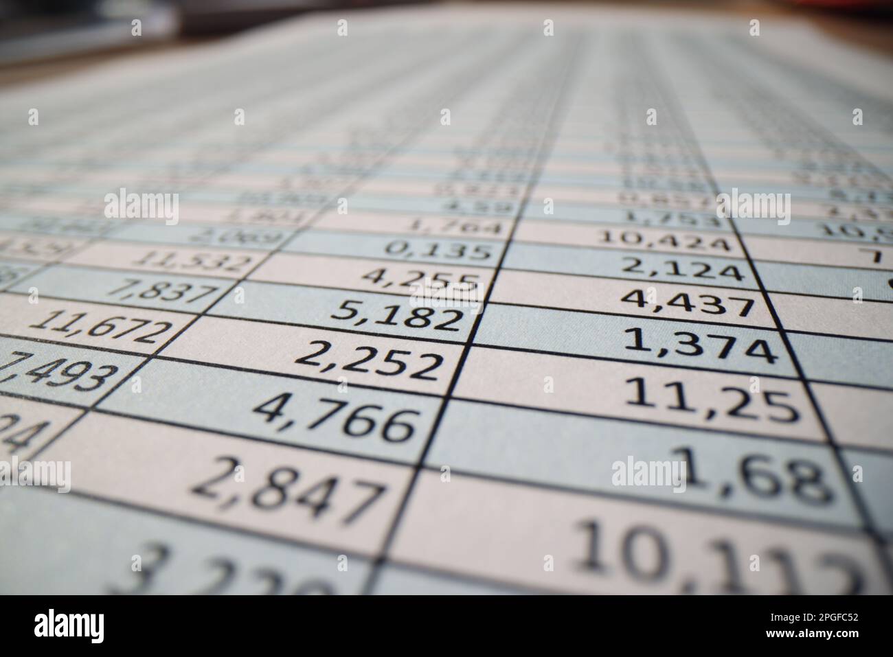Investigation paper sheet with columns of digits in office Stock Photo ...