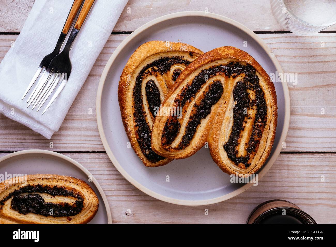 homemade puff pastry cookies with poppy seeds in the form of rab Stock ...