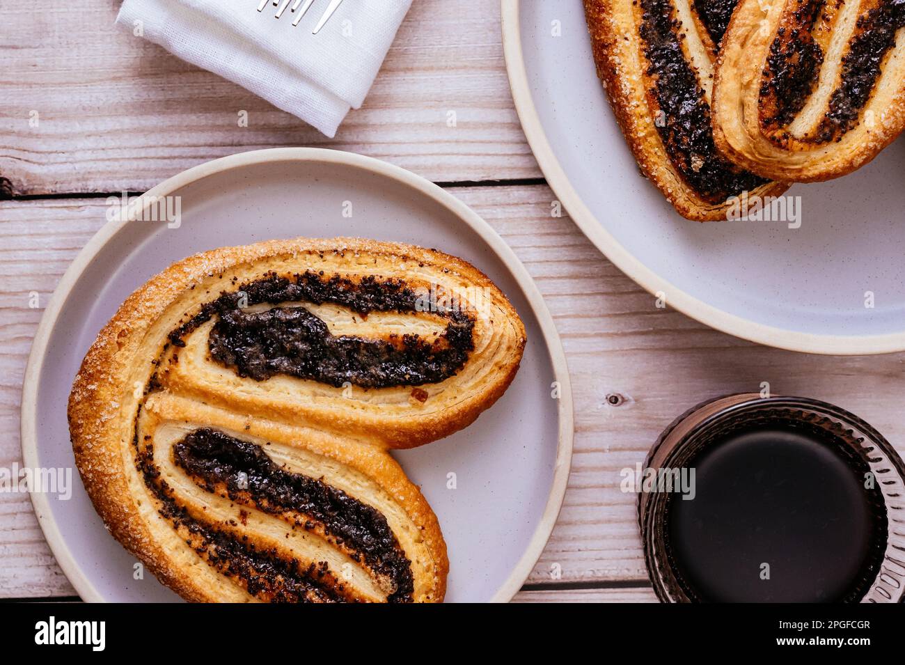 homemade puff pastry cookies with poppy seeds in the form of rab Stock ...