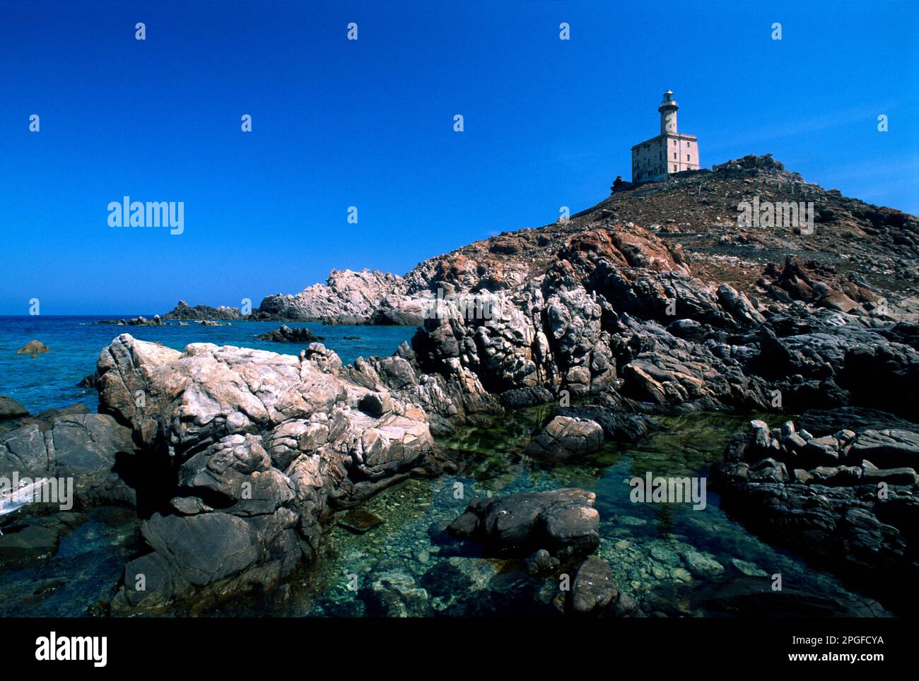 Punta Scorno lighthouse, Asinara island, Porto Torres, Sardinia, Italy ...