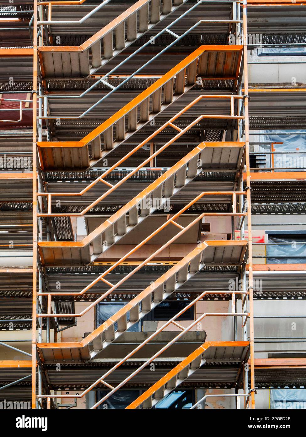 Looking up at the stair section of scaffolding in Berlin Stock Photo ...