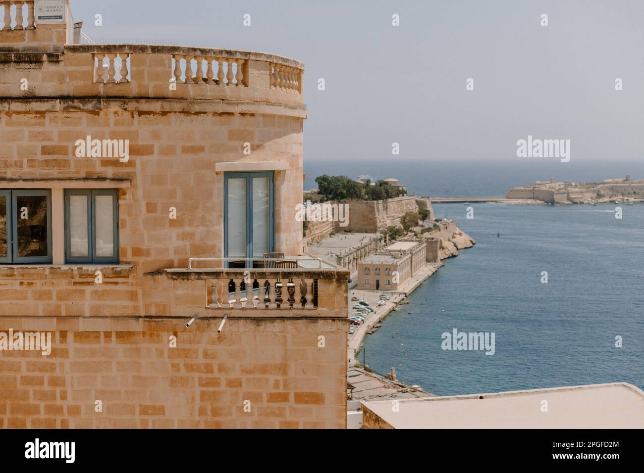 View of the sea from a lookout in Valletta Stock Photo - Alamy