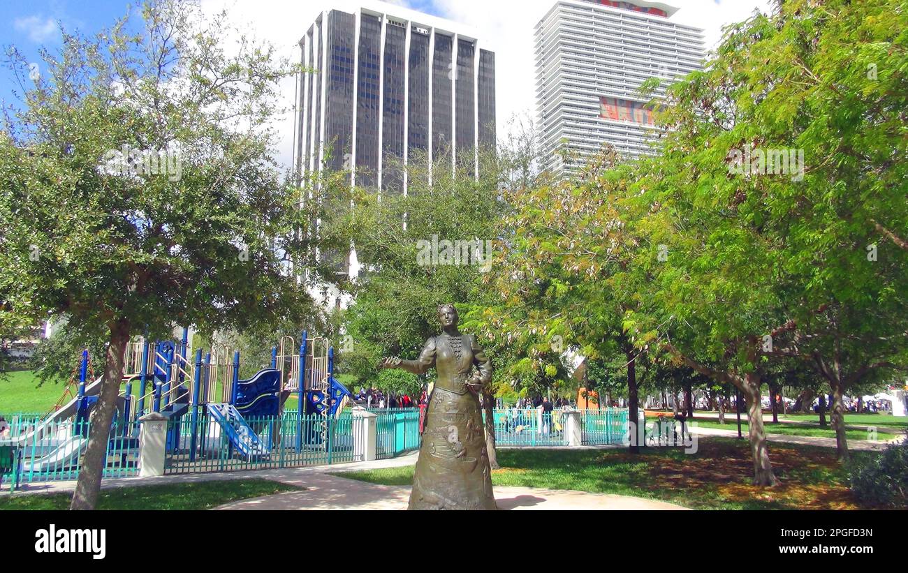 MIAMI, Florida - Mar 04, 2017: Bronze statue of Julia Tuttle in ...