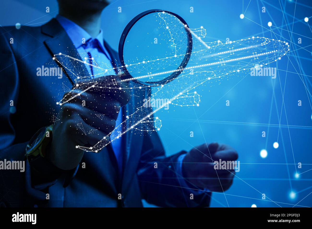 Jet Engine Augmented Reality Hologramm. Specialists Work in ...