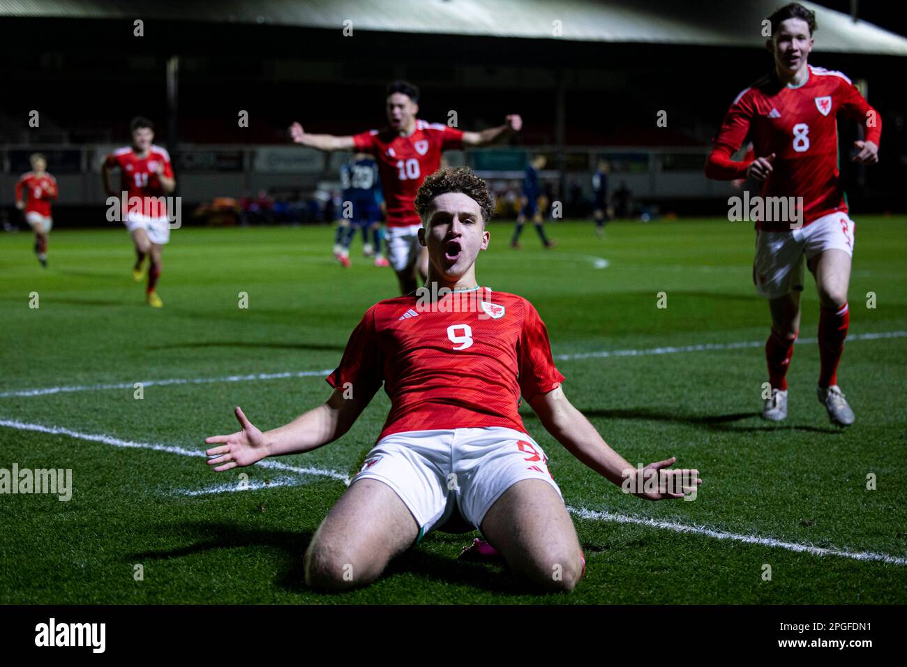 Newport, UK. 22nd Mar, 2023. Iwan Morgan of Wales celebrates scoring ...