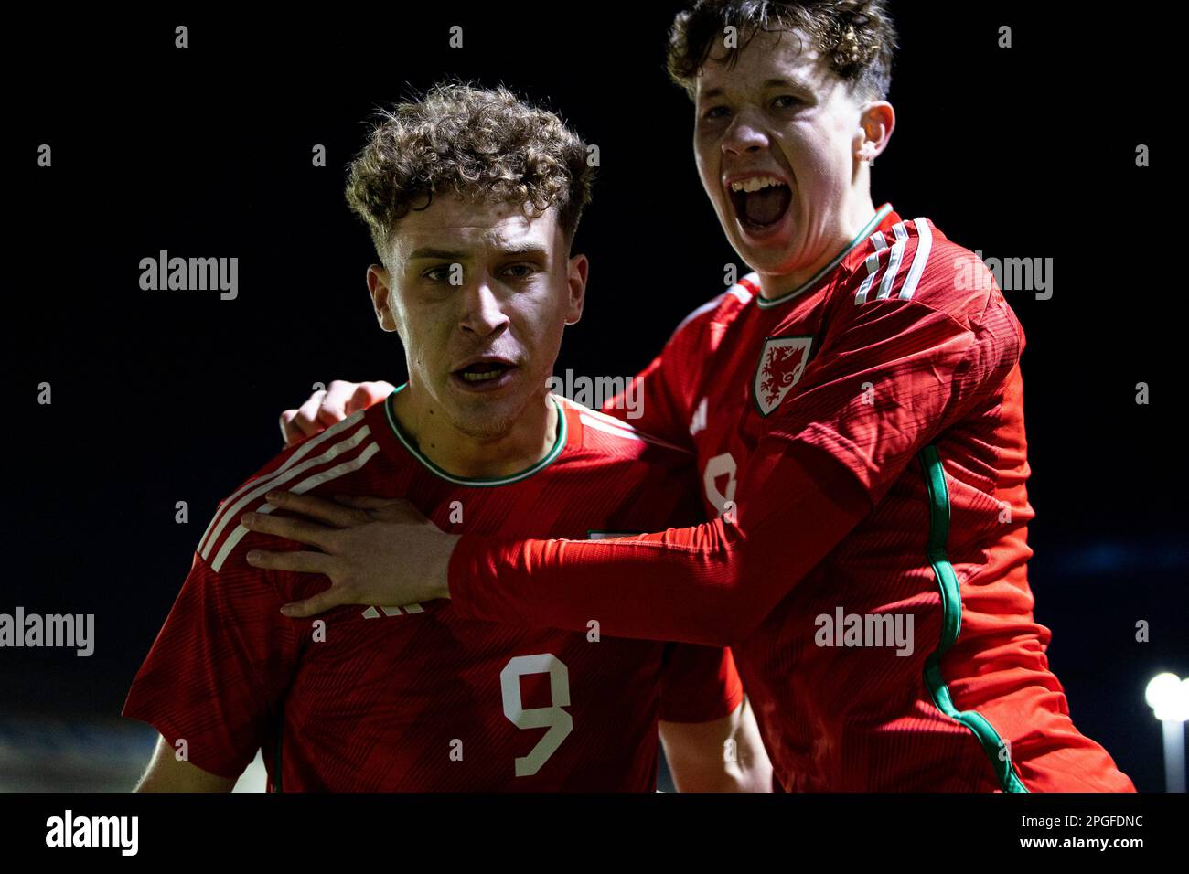 Newport, UK. 22nd Mar, 2023. Iwan Morgan of Wales celebrates scoring ...