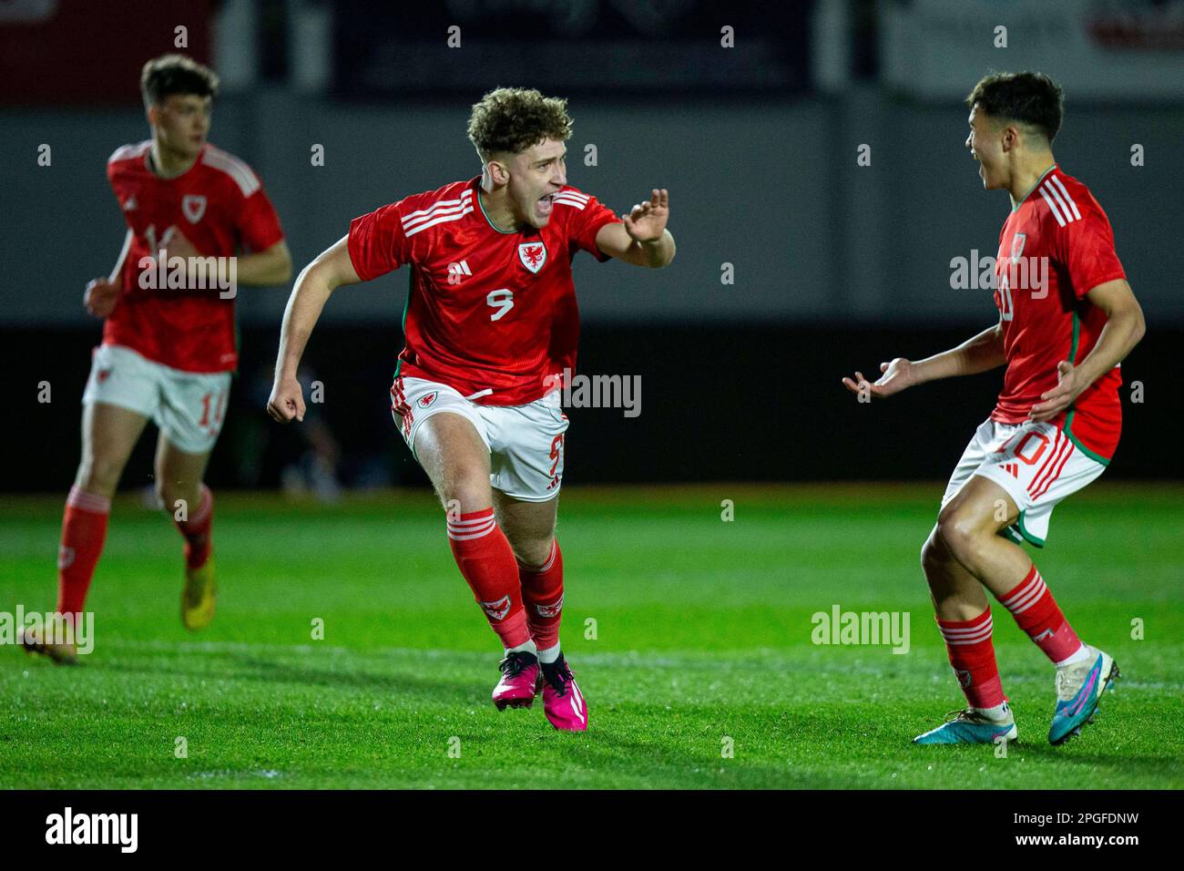 Newport, UK. 22nd Mar, 2023. Iwan Morgan of Wales celebrates scoring ...