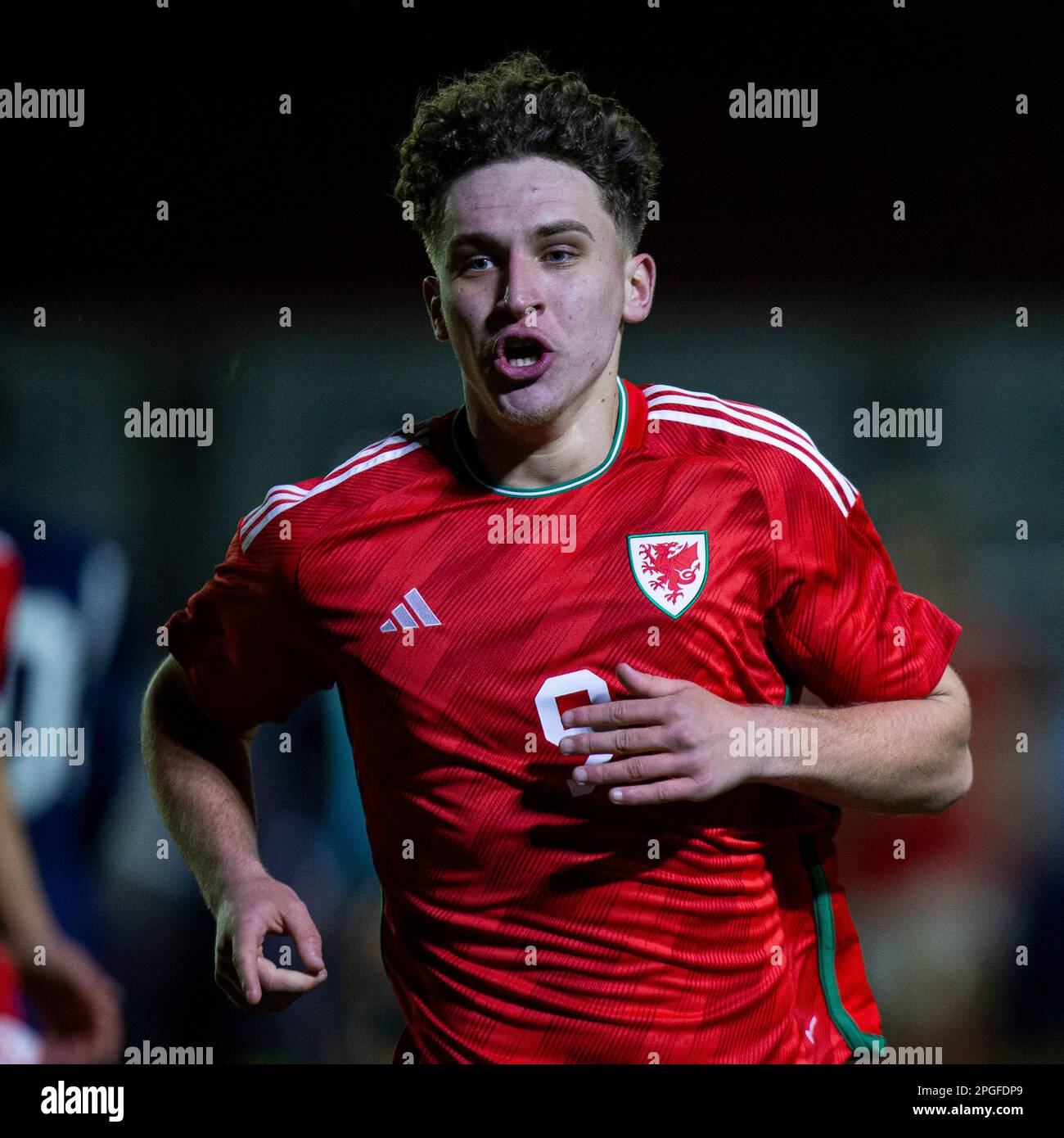 Newport, UK. 22nd Mar, 2023. Iwan Morgan of Wales celebrates scoring ...