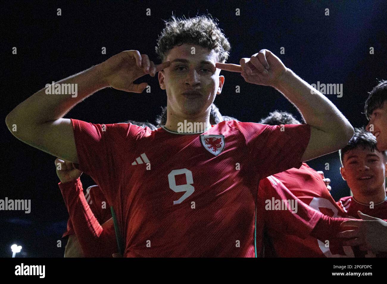 Newport, UK. 22nd Mar, 2023. Iwan Morgan of Wales celebrates scoring ...