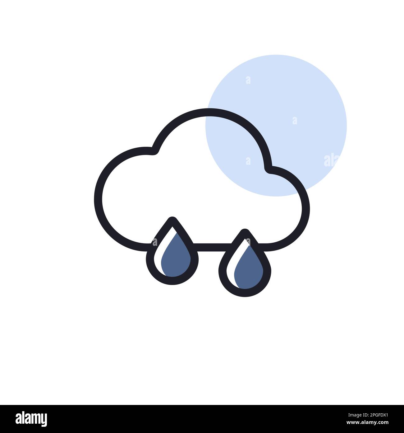 Raincloud with raindrops vector icon. Meteorology sign. Graph symbol ...