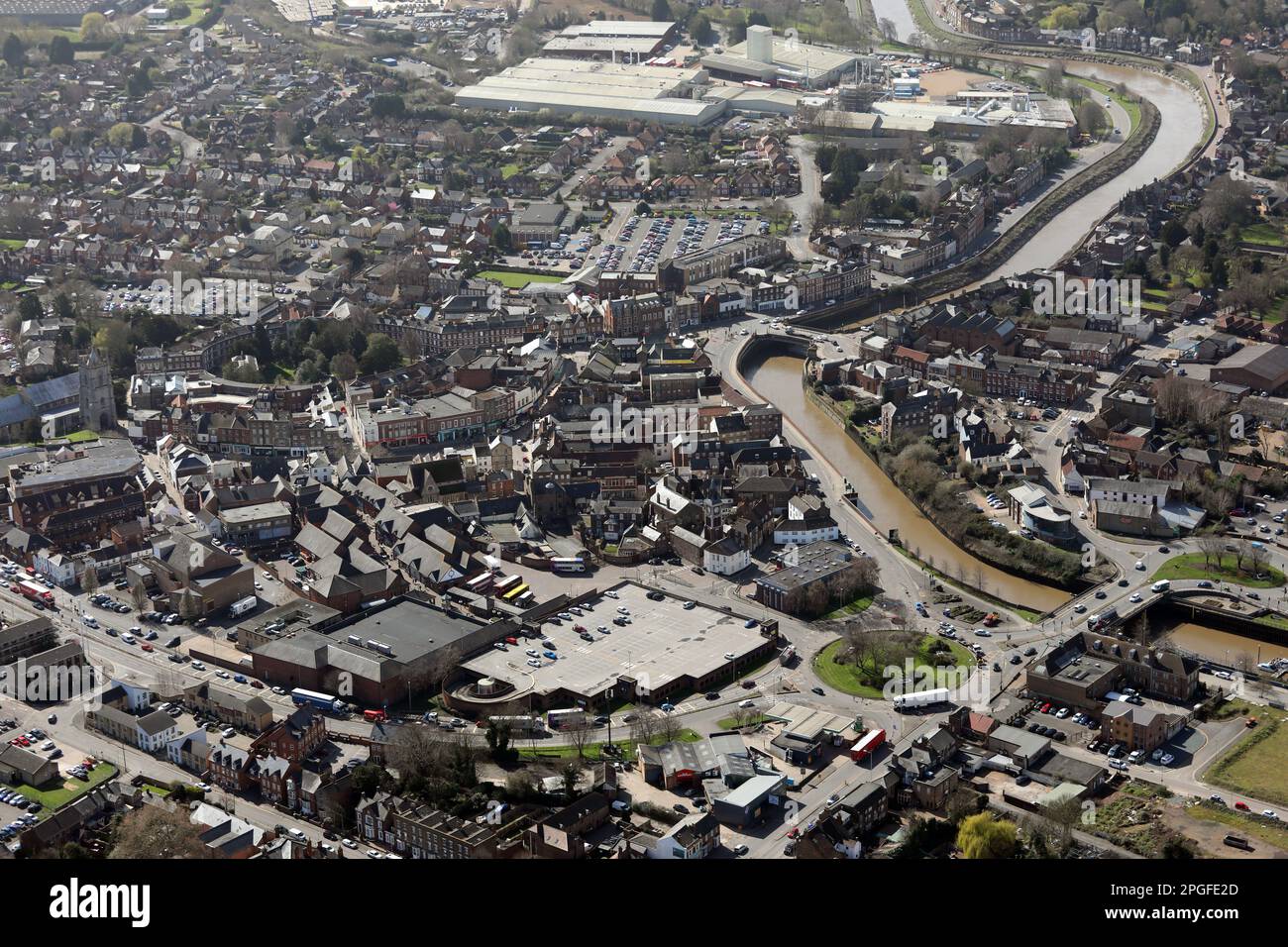 a general aerial view of Wisbech town Stock Photo - Alamy