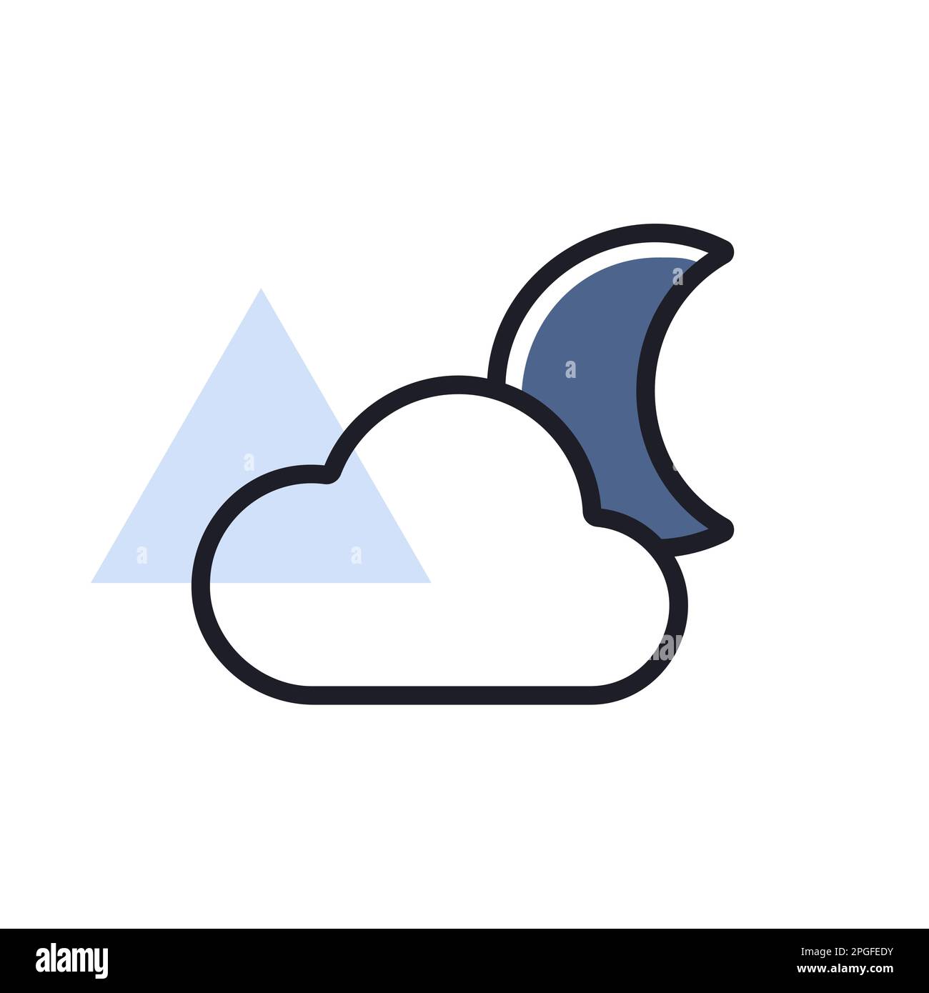 Moon and clouds vector icon. Meteorology sign. Graph symbol for travel ...