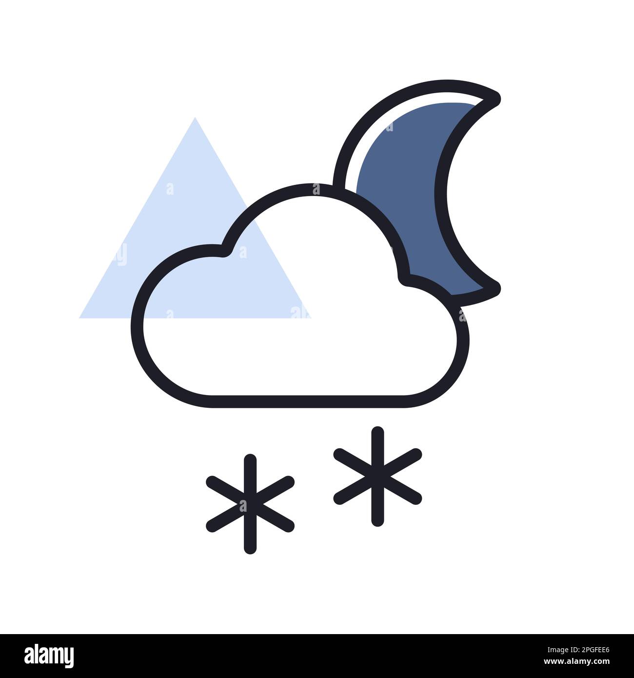 Cloud with snow moon outline icon. Meteorology sign. Graph symbol for ...