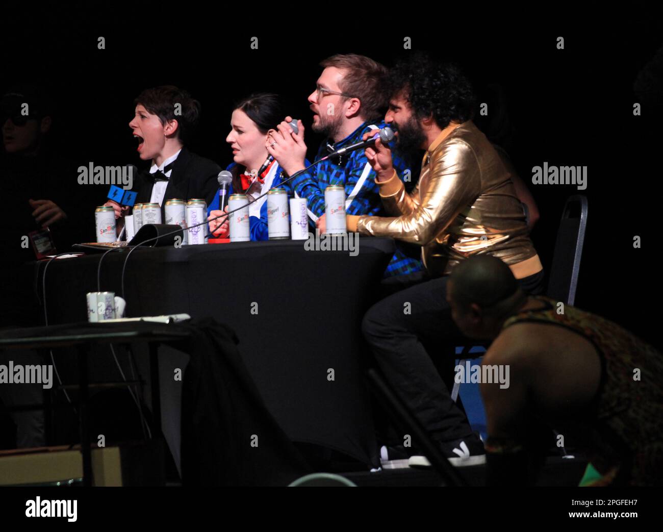 London, UK. Sarah Keyworth, Aisling Bea, Iain Stirling and Nish Kumar ...