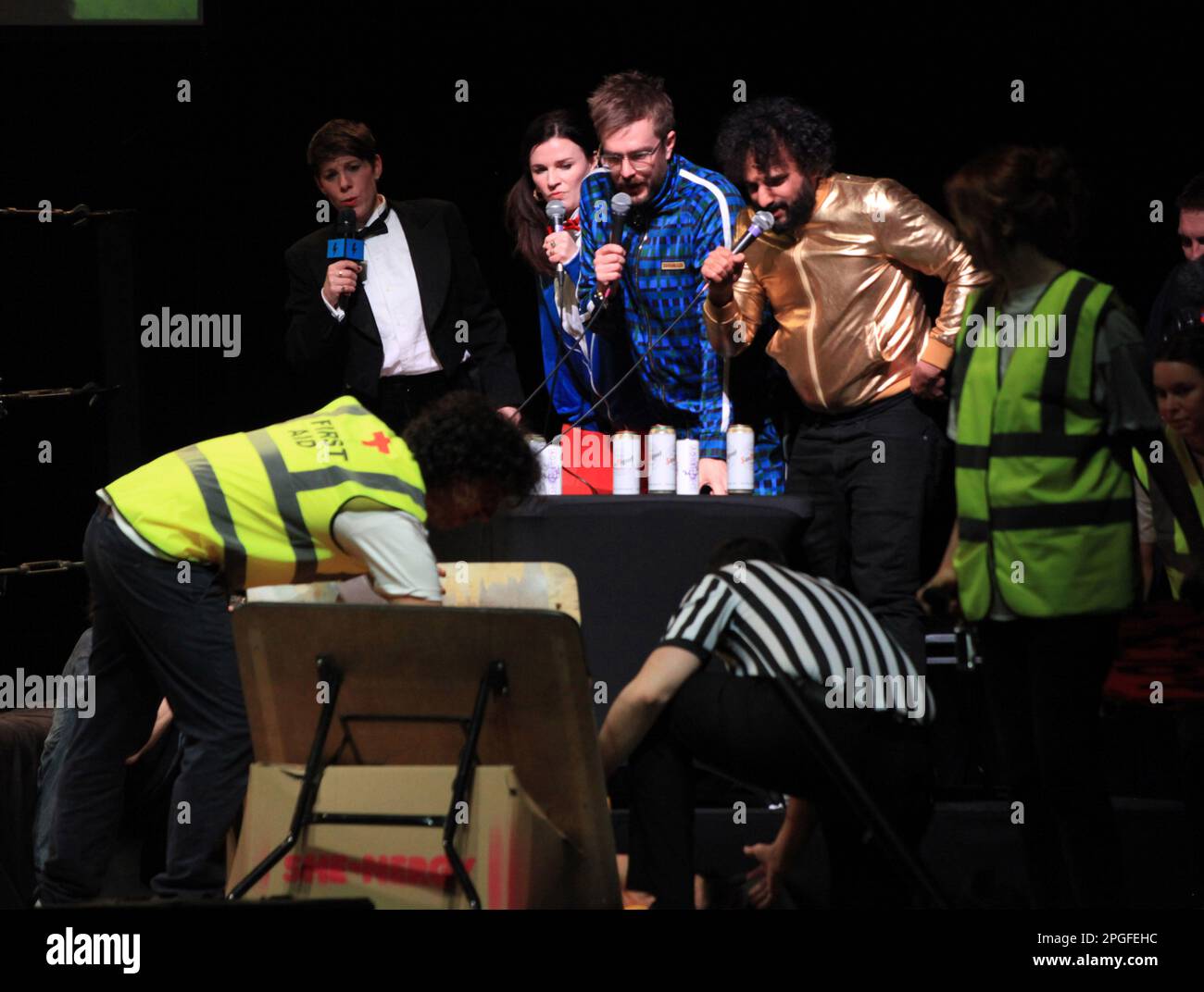 London, UK. Sarah Keyworth, Aisling Bea, Iain Stirling and Nish Kumar ...
