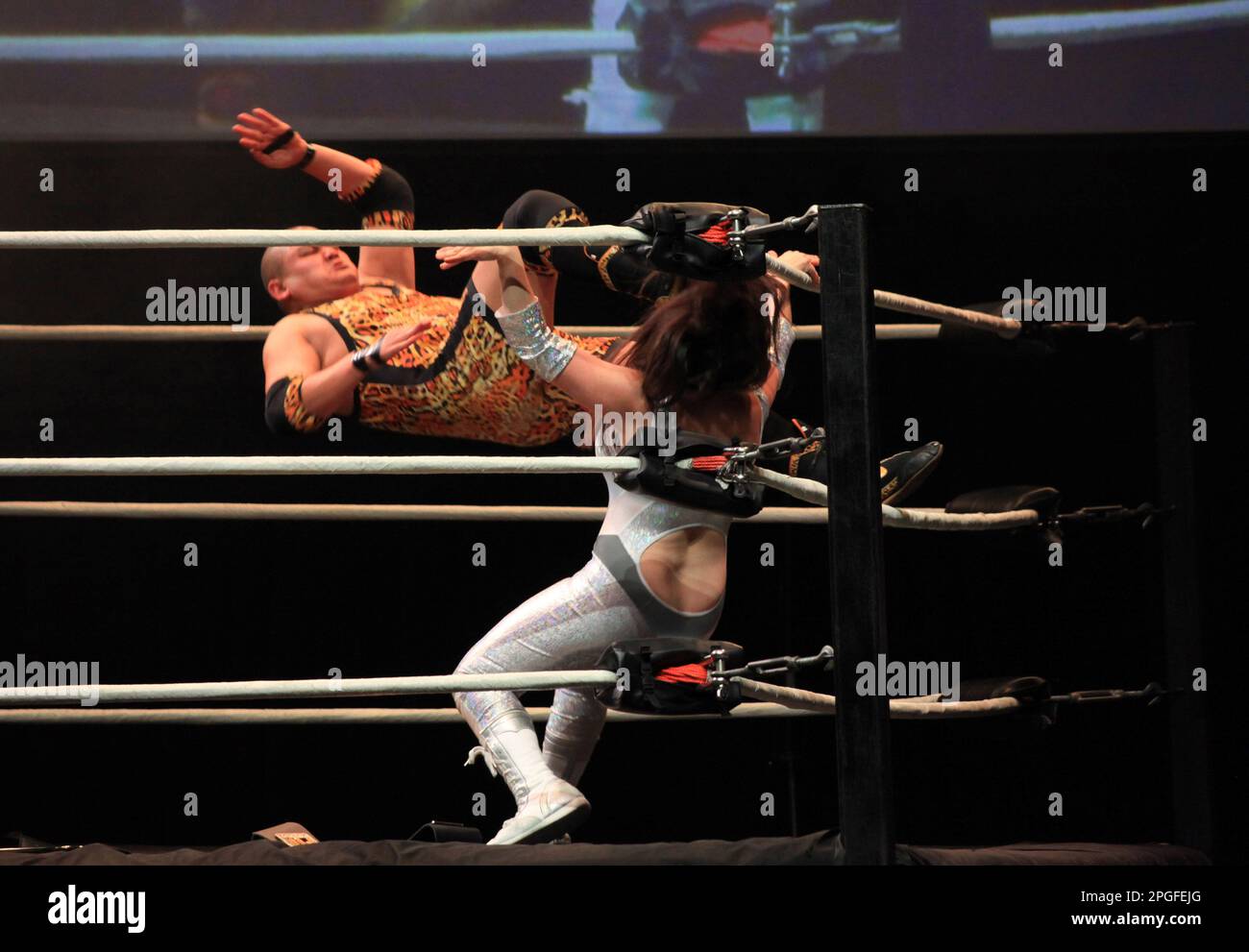 London, UK. Rishi Ghosh and Rosie Jones in Max and Ivan’s The Wrestling ...