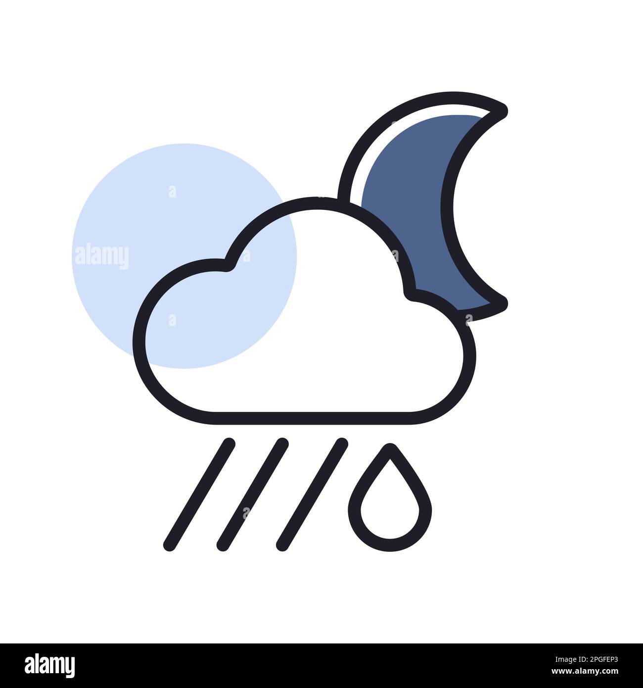 Raincloud with raindrop moon icon. Meteorology sign. Graph symbol for ...