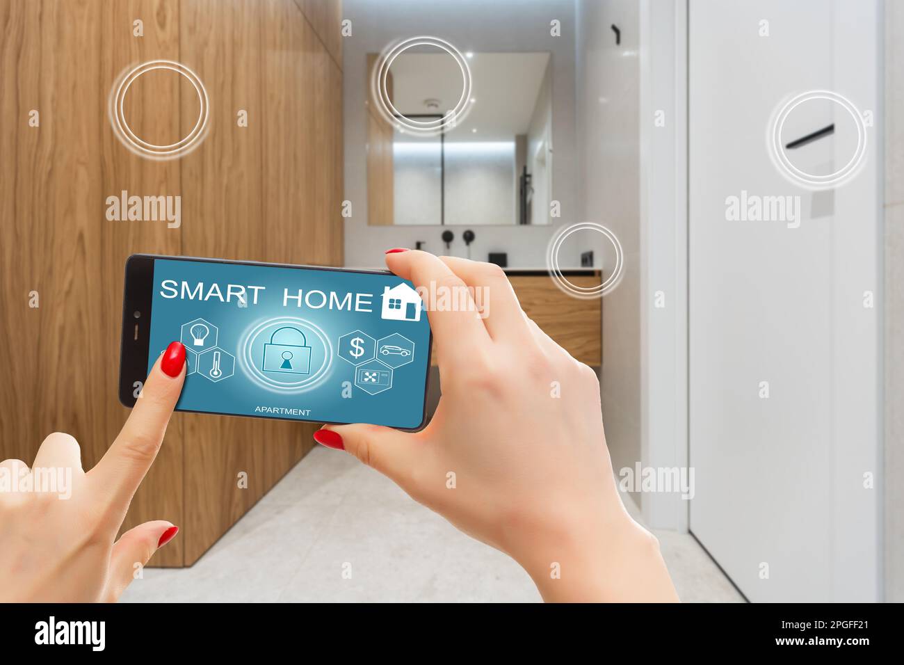 Remote home control system on a phone Stock Photo - Alamy