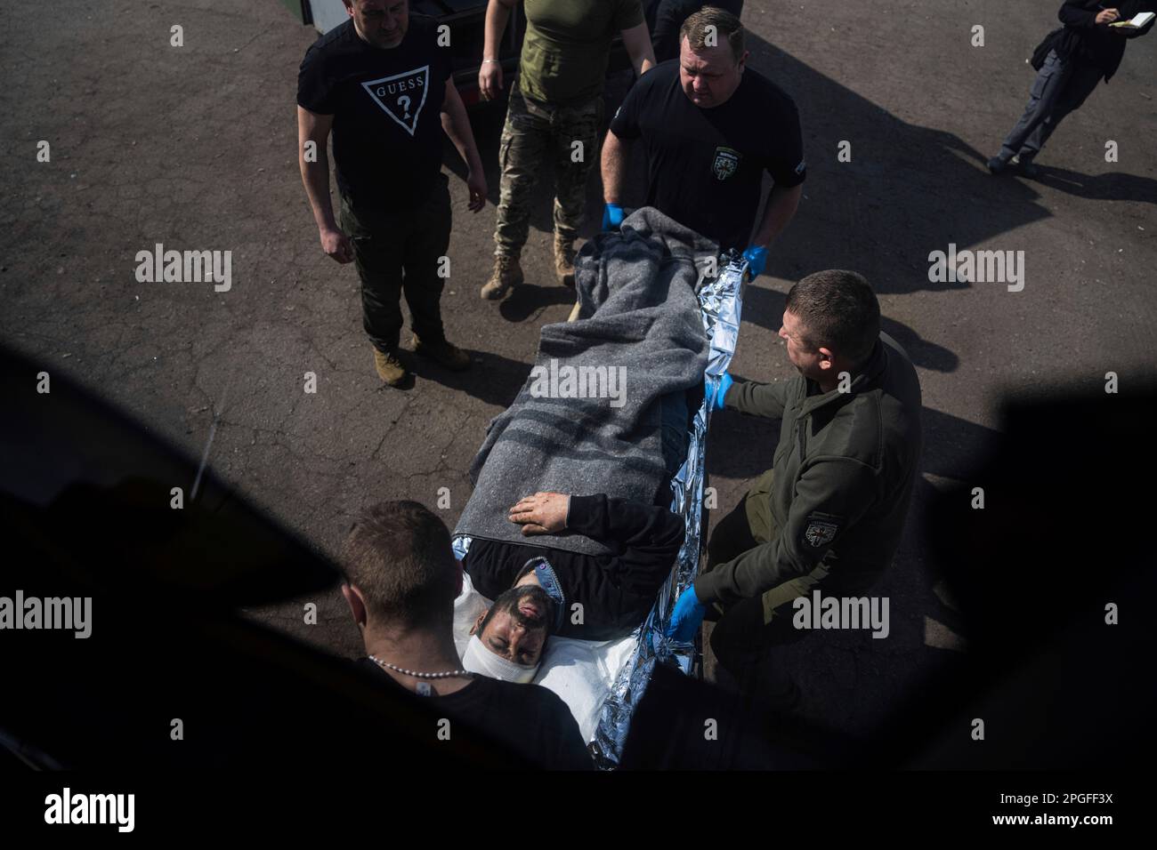 Volunteers from the Hospitallers paramedic organisation transport an ...