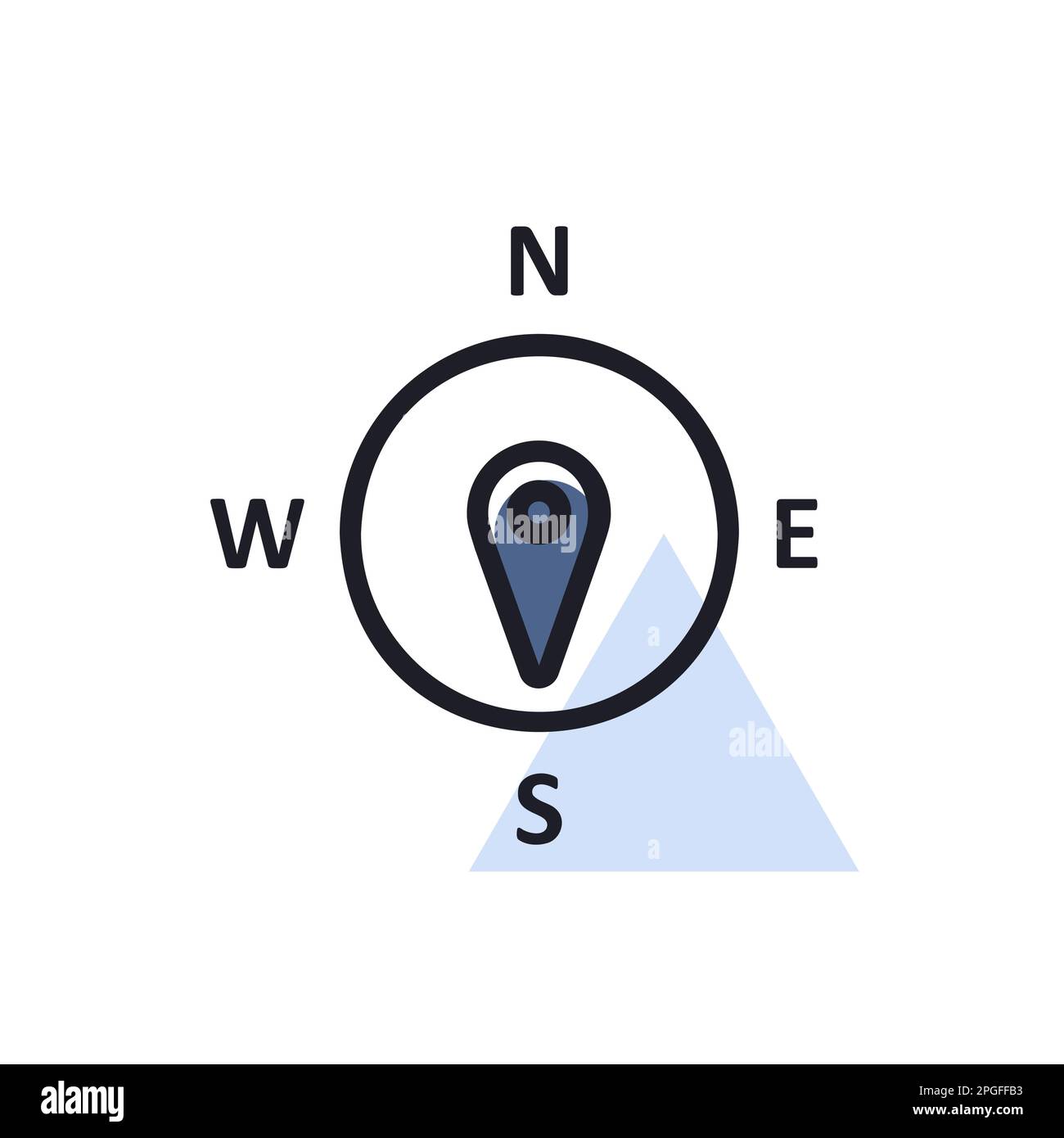 Compass wind rose vector icon. Direction south. Meteorology sign. Graph ...