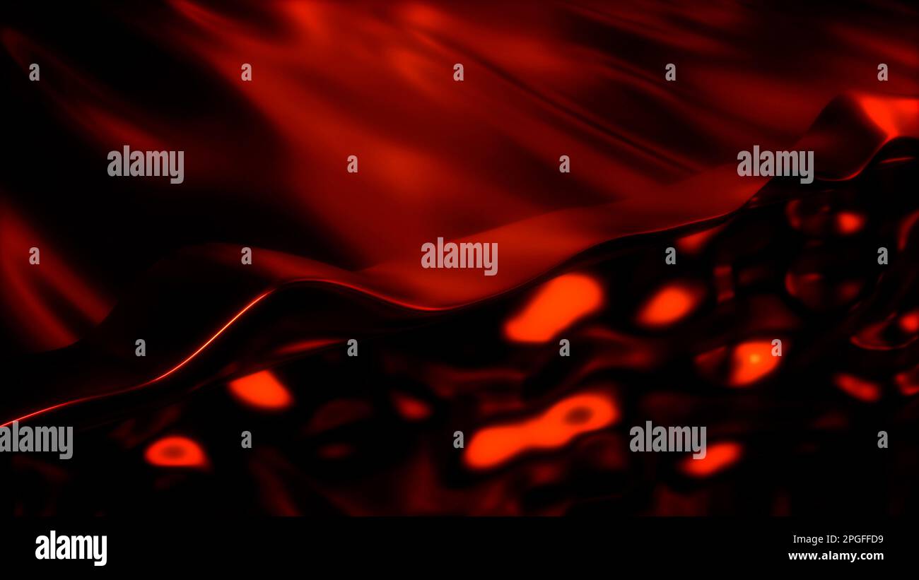 Dark shining red reflective waves bokeh backdrop - abstract 3D ...