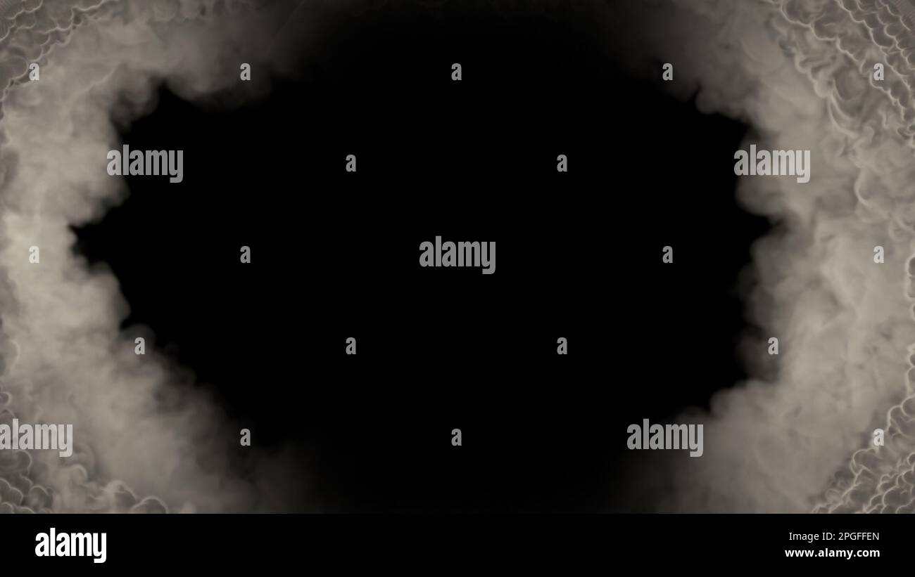 Grey smoke frame like tunnel in clouds, isolated - object 3D rendering ...