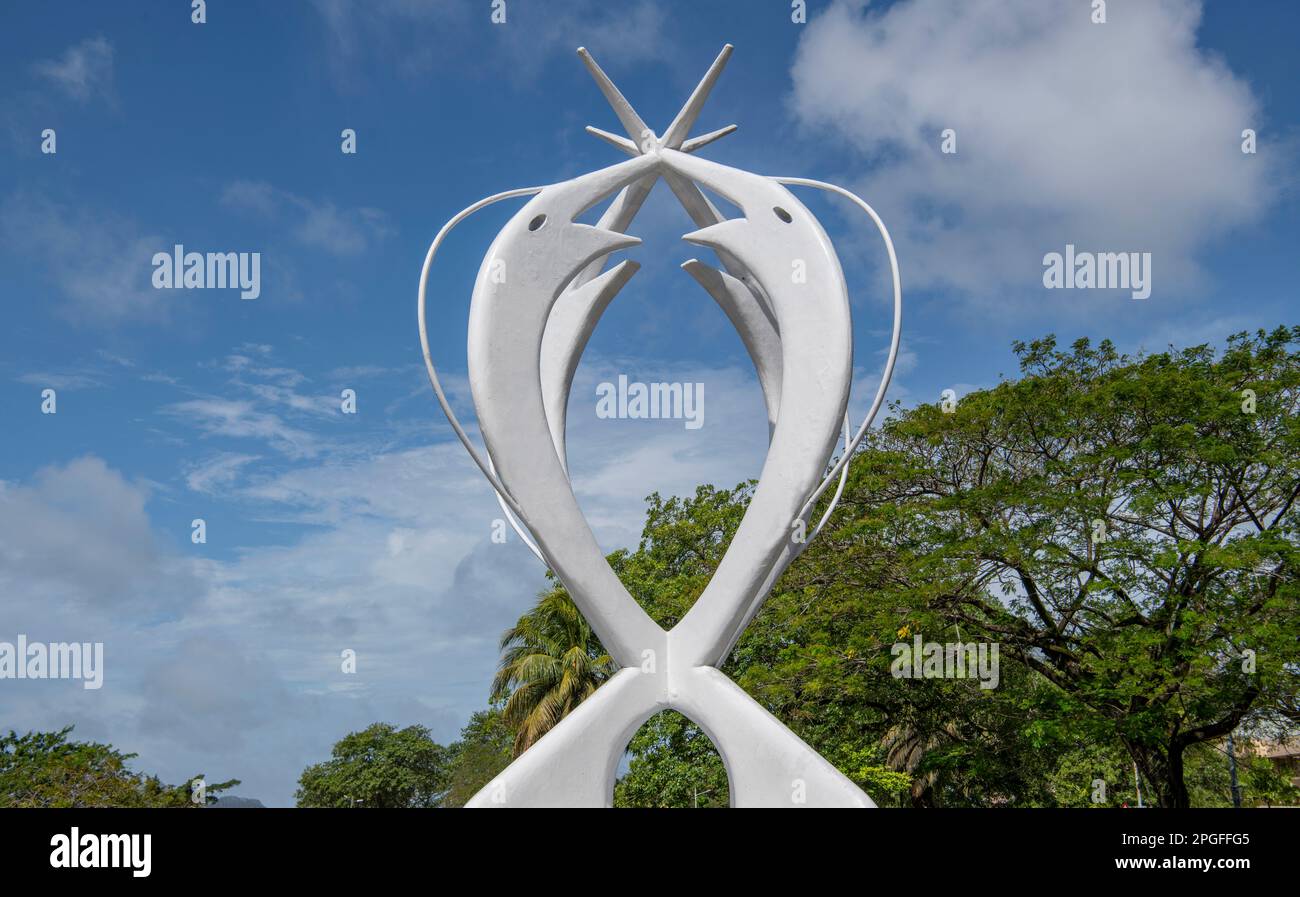 Unity Monument sculpture Victoria Mahe Seychelles Stock Photo - Alamy