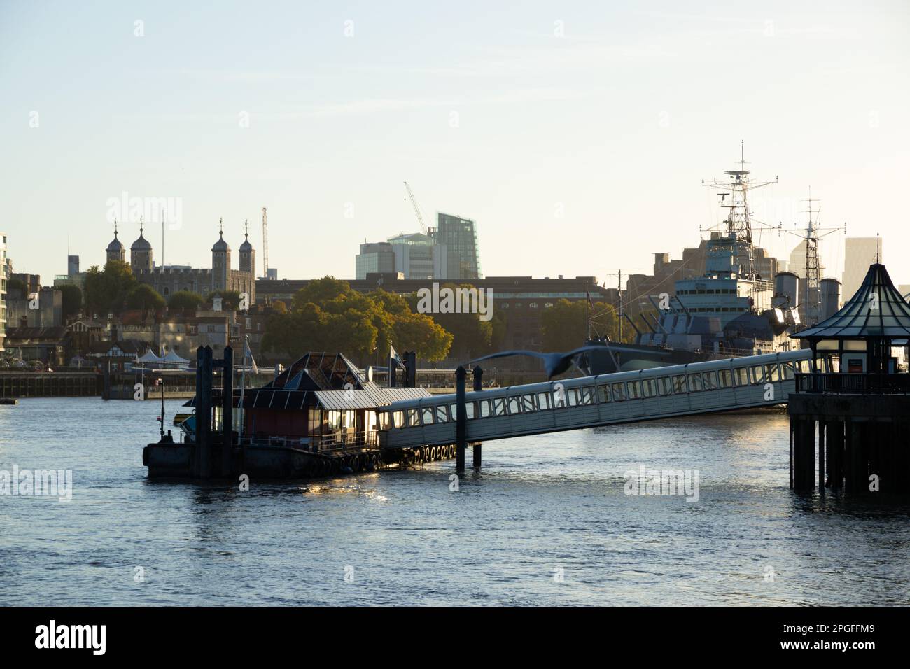 Tower of London, London Bridge City Pier and HMS Belfast, London, UK ...