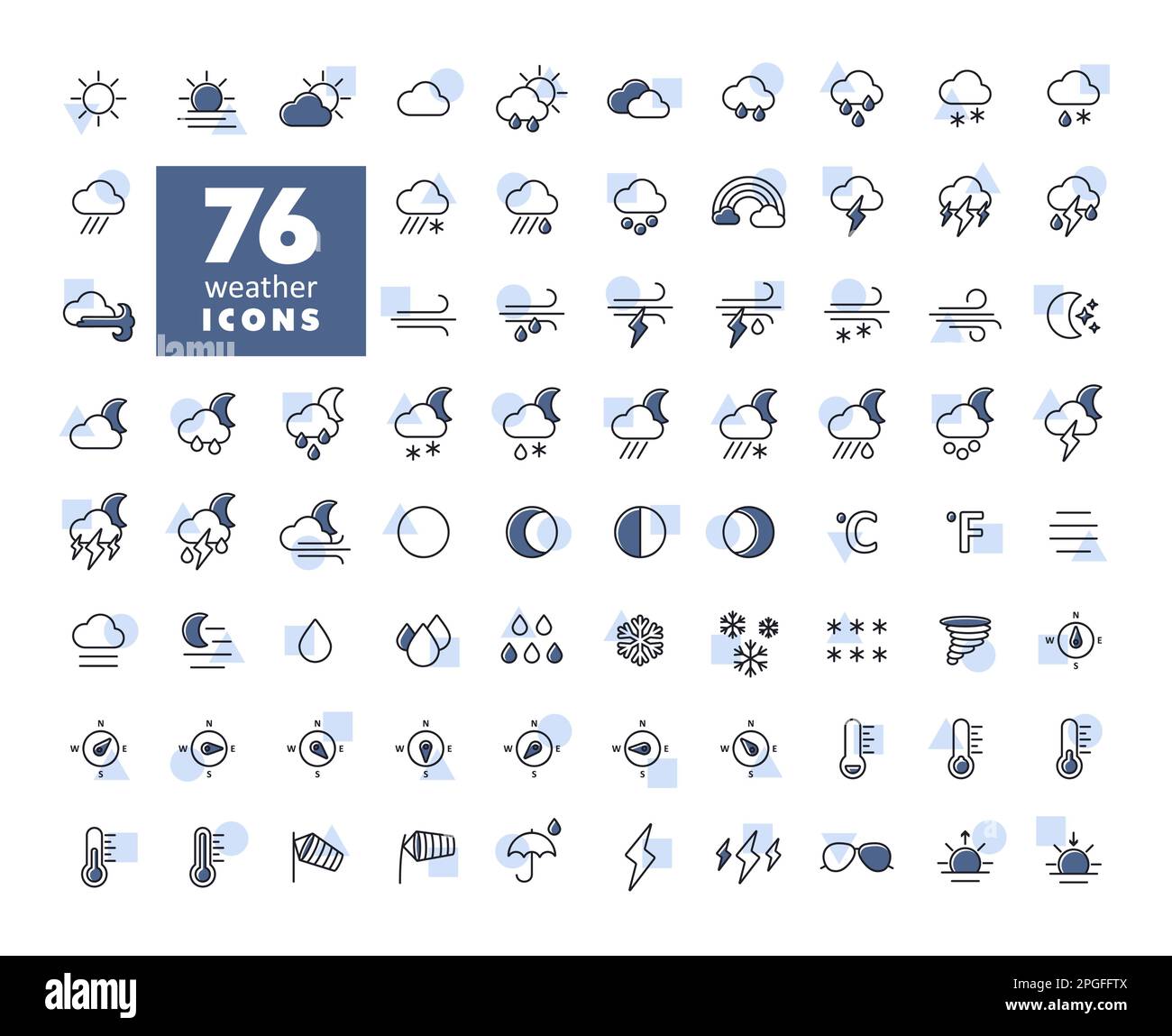 Vector weather forecast icon set. Meteorology sign. Graph symbol for ...