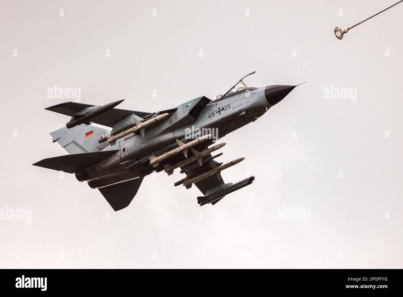 Armed German Air Force Panavia Tornado bomber jet from TLG-51 flying ...