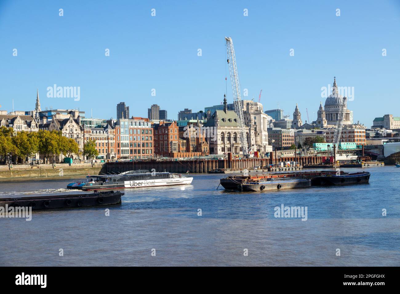 Thames Tideway Tunnel under construction at Blackfriars Bridge, London ...