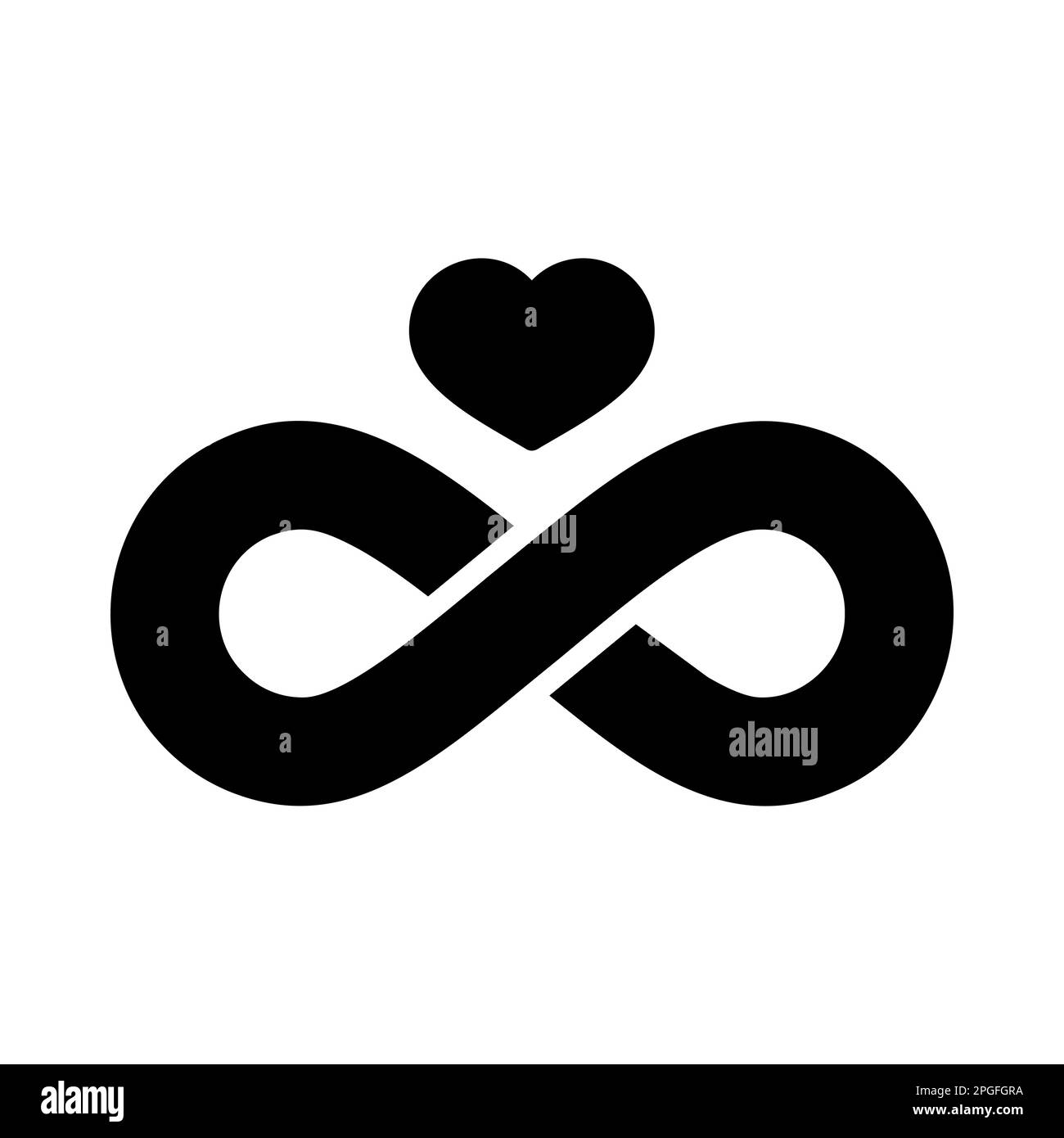 Infinity sign and heart symbol of eternal love isolated glyph icon ...