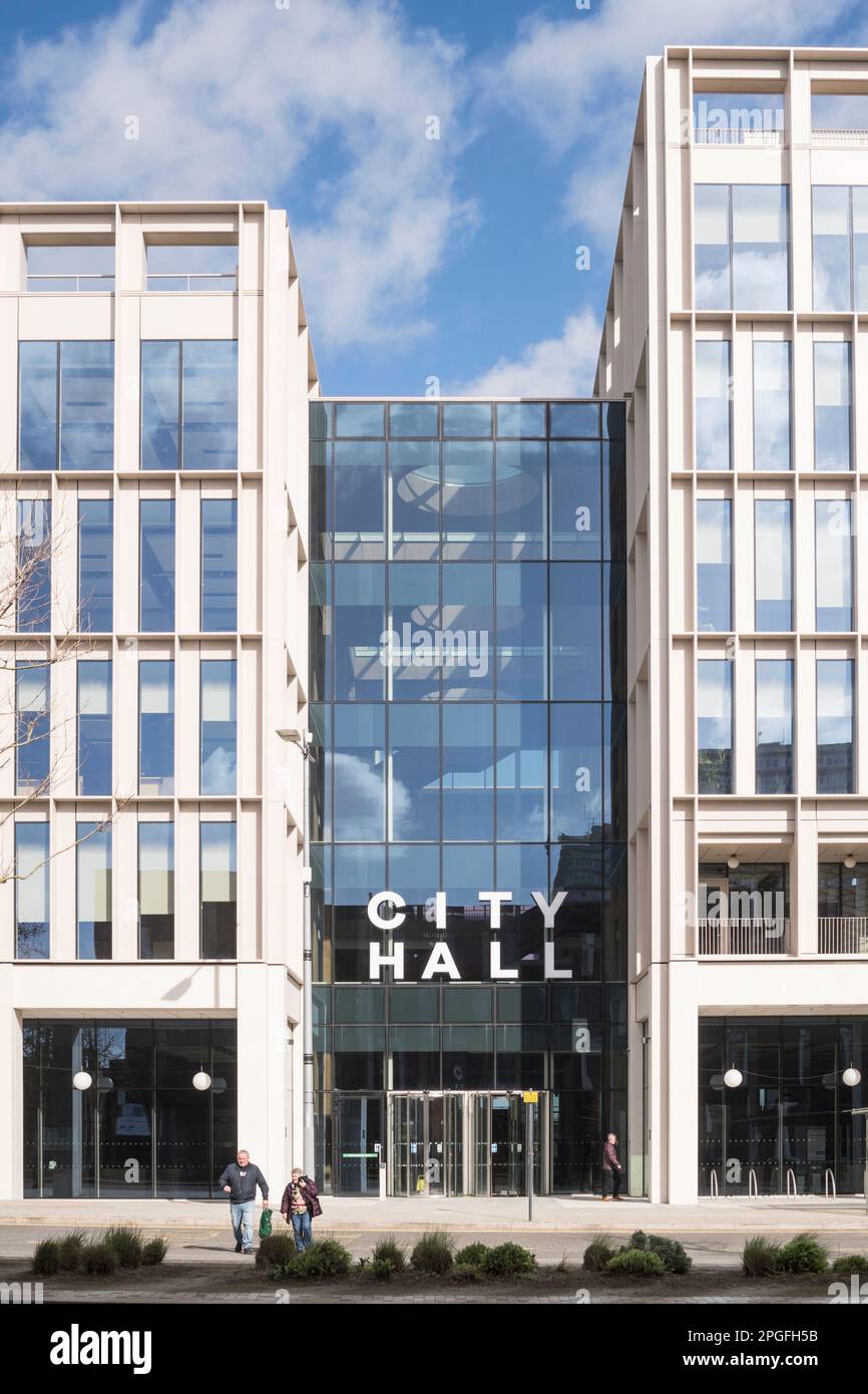 The entrance to the new Sunderland City Hall, Tyne and Wear, England ...