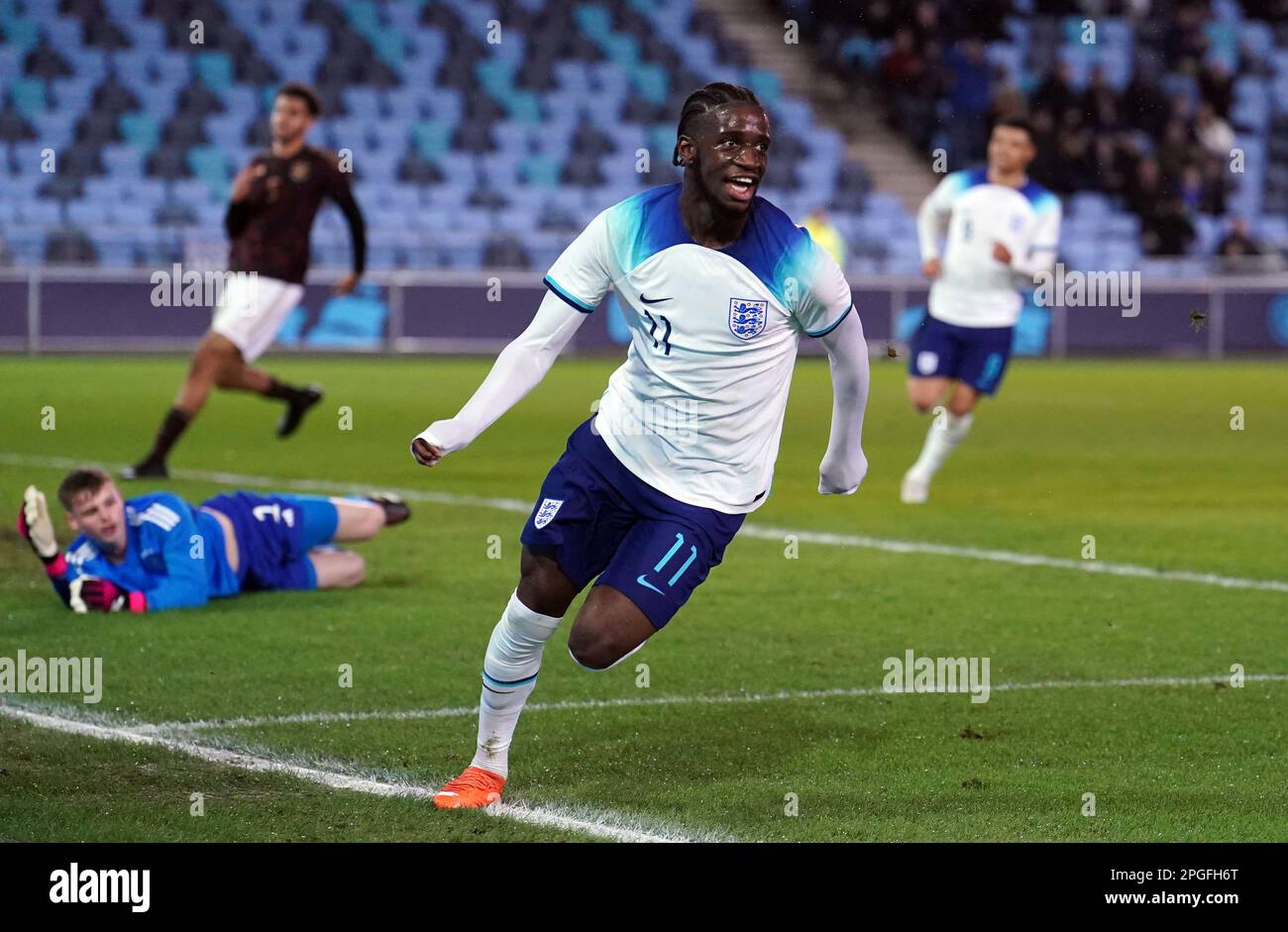England's Sam Iling-Junior celebrates scoring the opening goal during ...