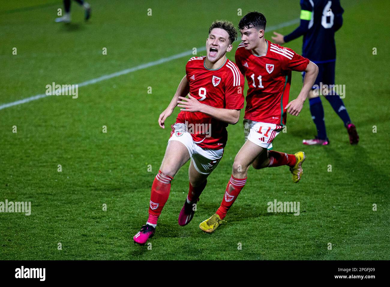 Newport, UK. 22nd Mar, 2023. Iwan Morgan of Wales celebrates scoring ...