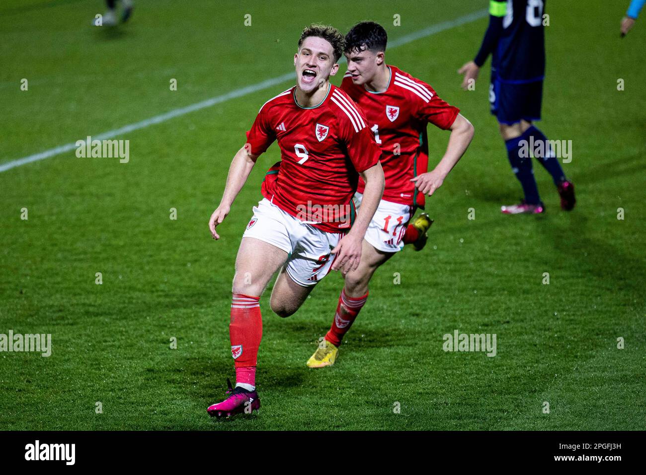 Newport, UK. 22nd Mar, 2023. Iwan Morgan of Wales celebrates scoring ...