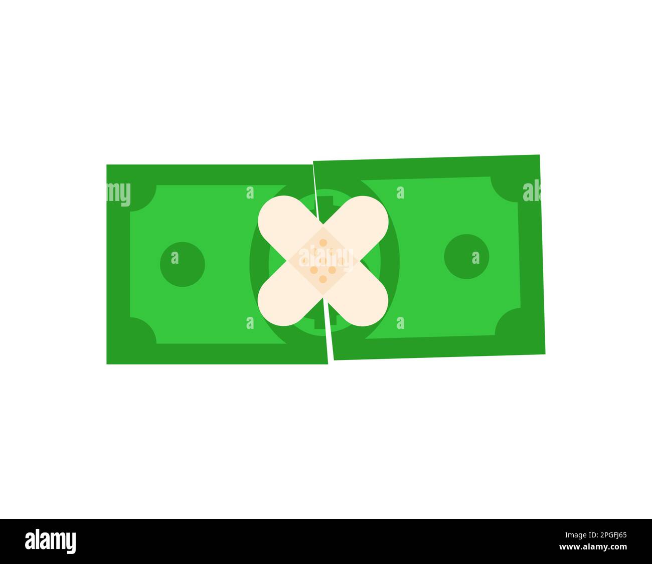 Dollar with band-aid. Torn money. Money treatment concept Stock Vector ...