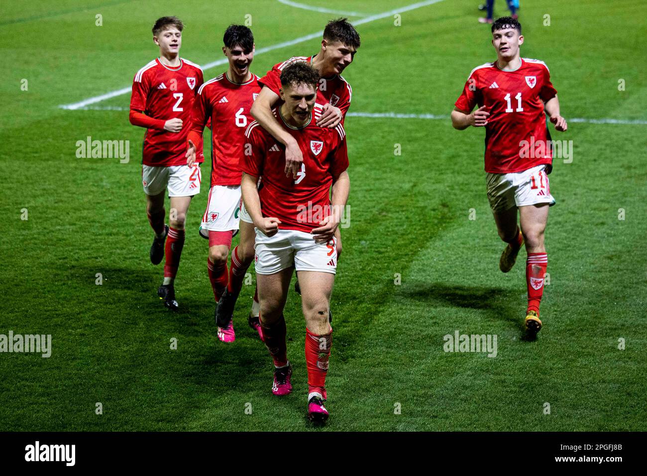 Newport, UK. 22nd Mar, 2023. Iwan Morgan of Wales celebrates scoring ...