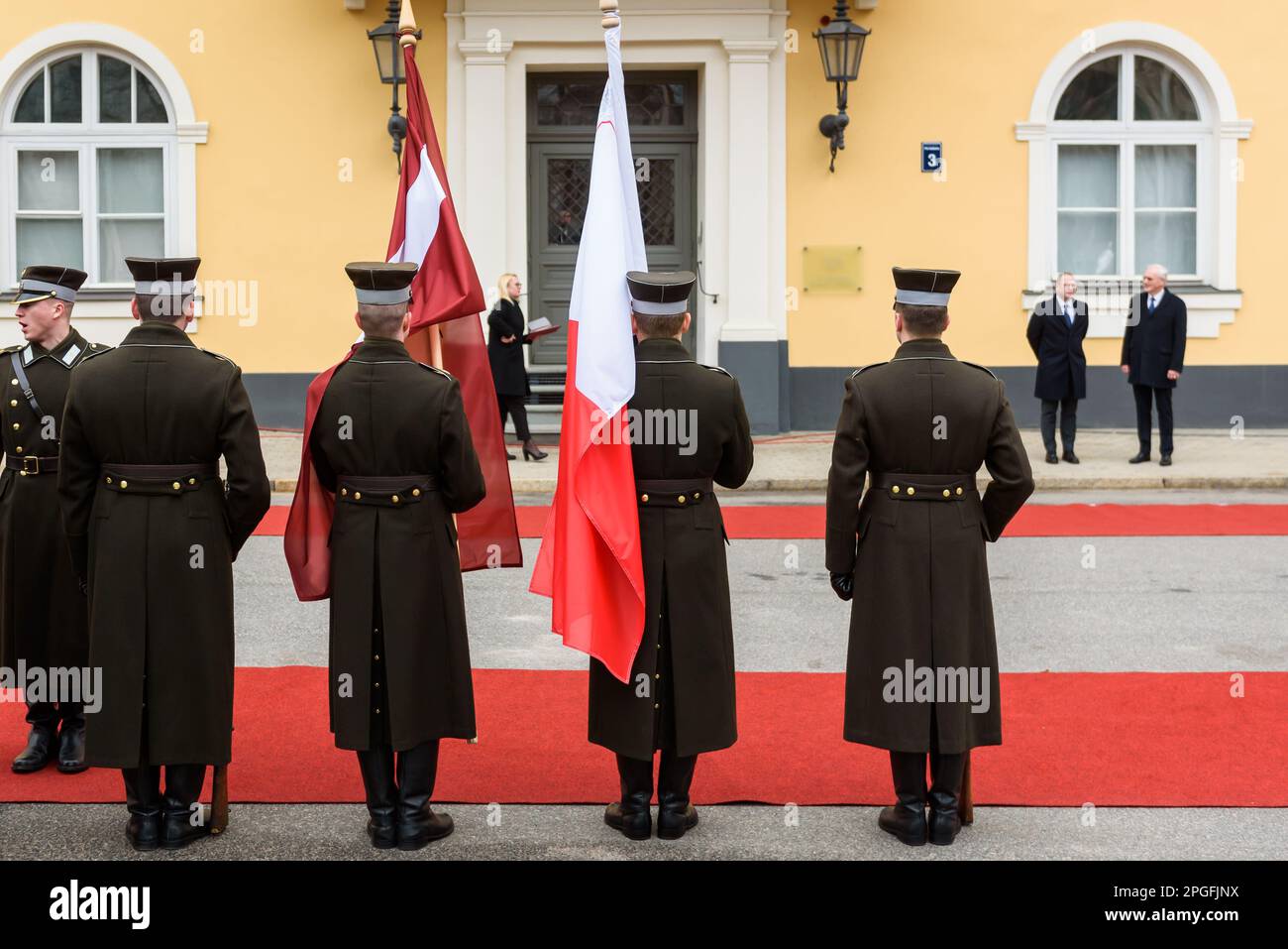 RIGA, LATVIA. 22nd March 2023. Official welcoming of H.E. Dr George ...