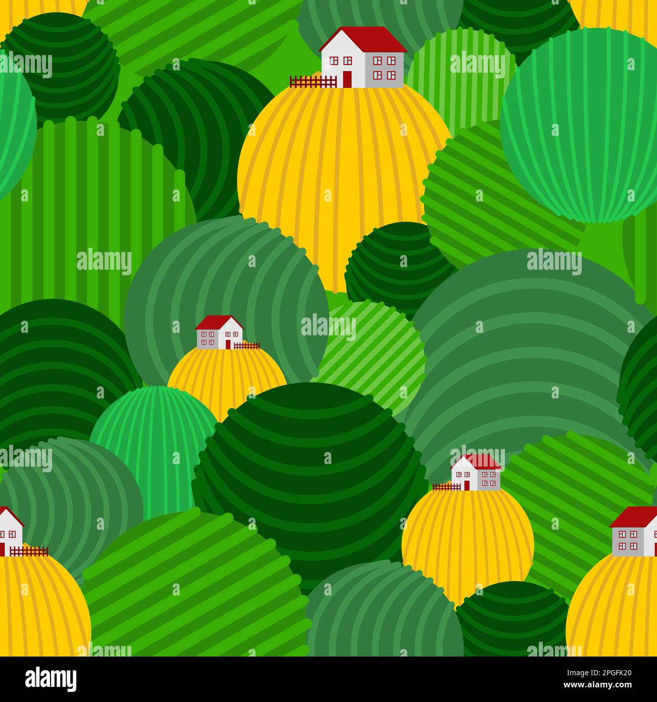 Farm and Fields pattern seamless. Ranch and arable land background ...