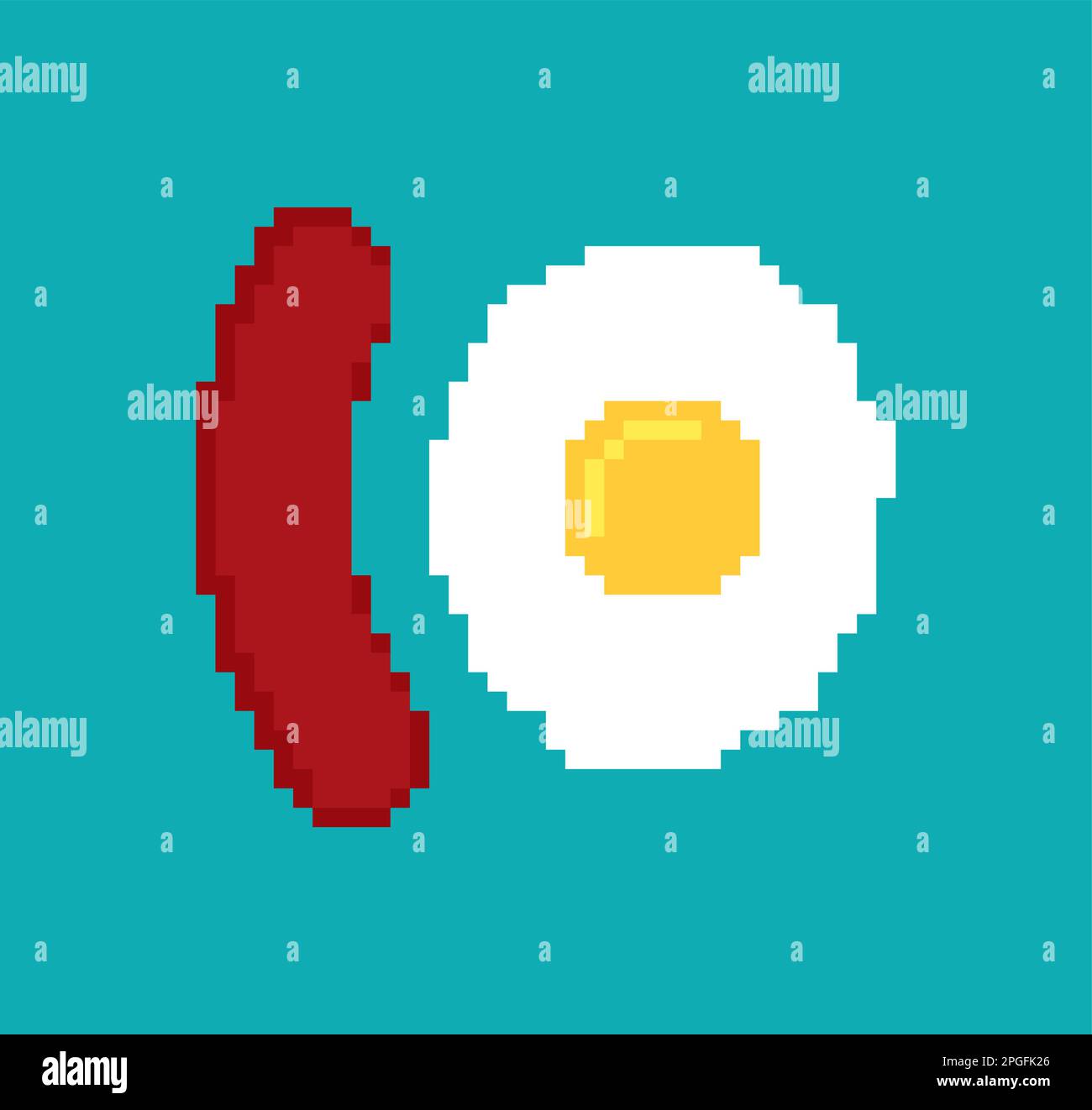 Egg and sausage pixel art. 8 bit Fried egg and bacon. pixelated ...